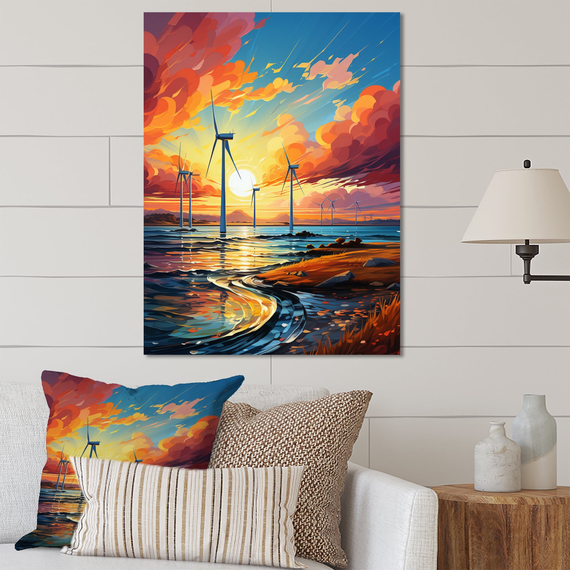 Designart "Ethereal Winds and Wind Turbines" Wind Turbines Metal Wall ...