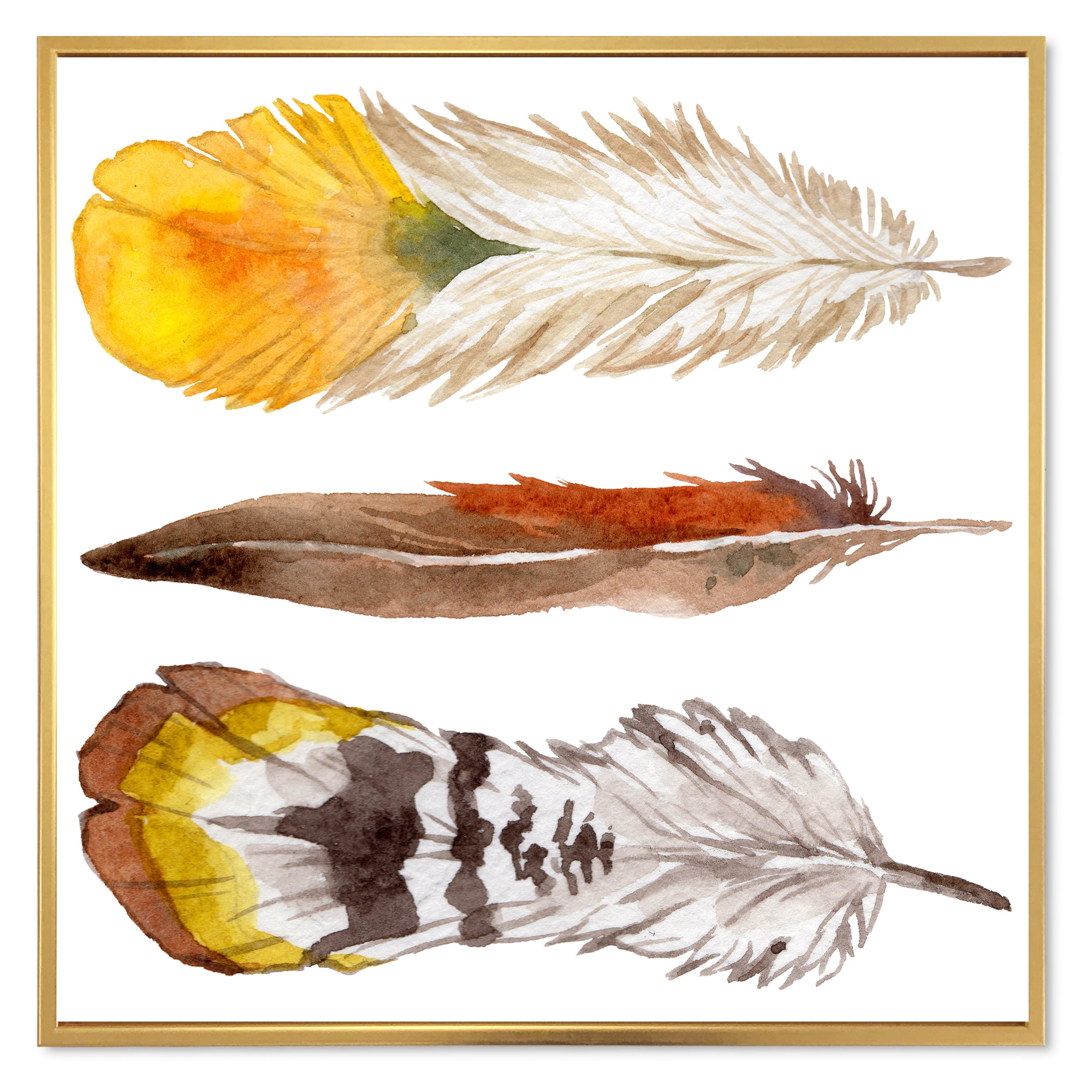Designart Ethnic Yellow Feather Wing Canvas Wall Art - Walmart.com