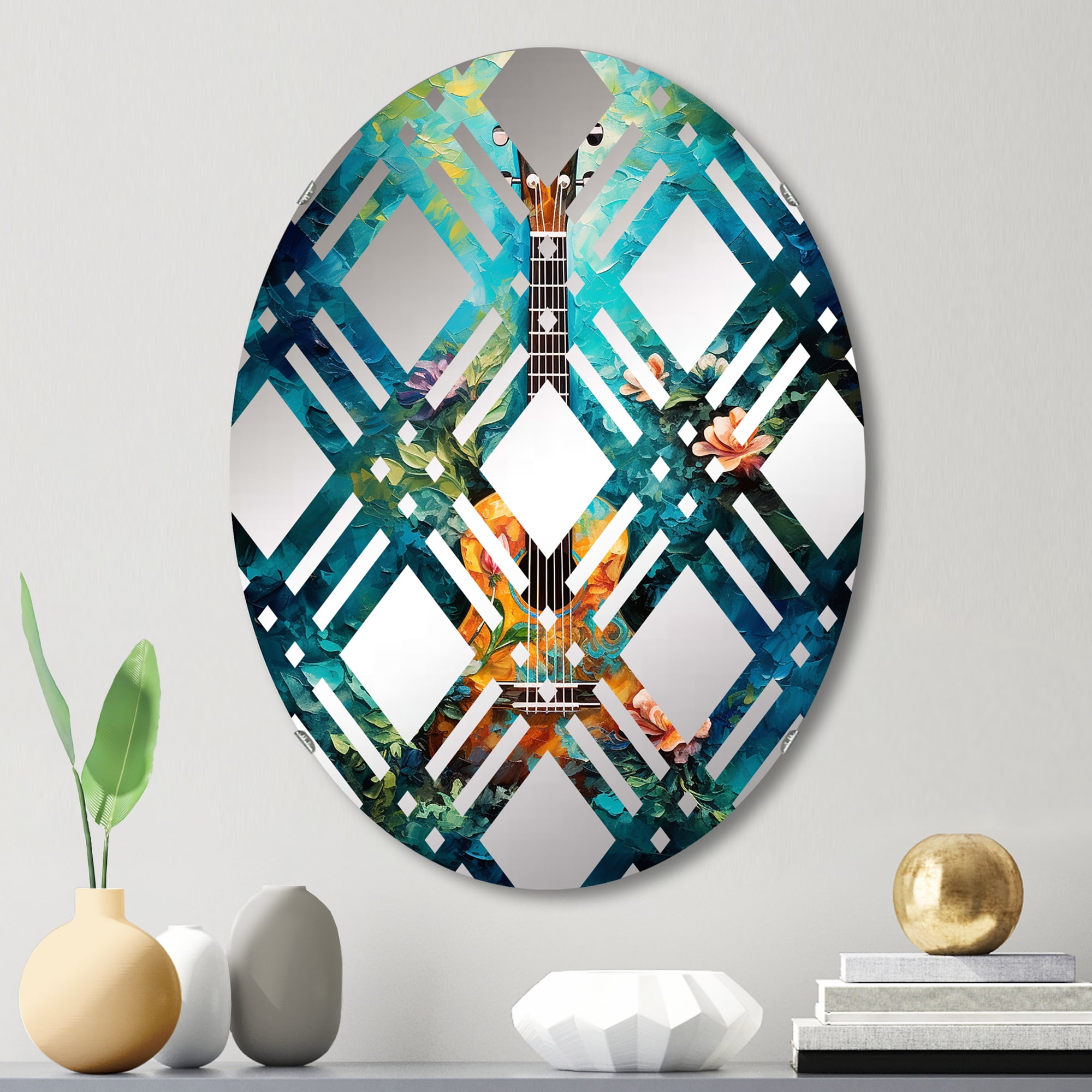 Designart "Euphonic Melodies of Tropical Guitar Music III" Music Plaid ...