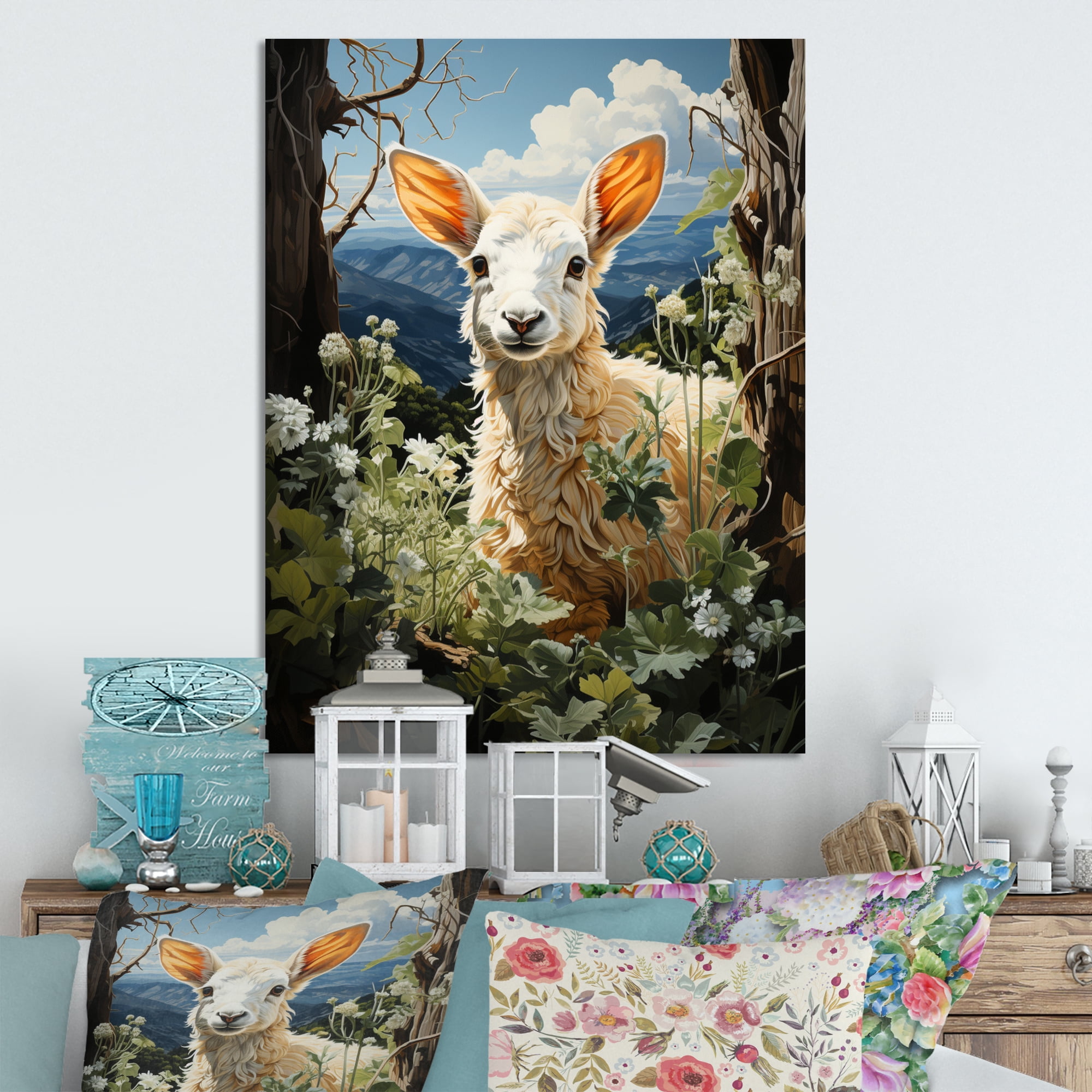Designart "Explorer Pastoral Goat Mountain wall art I" Animals Metal ...