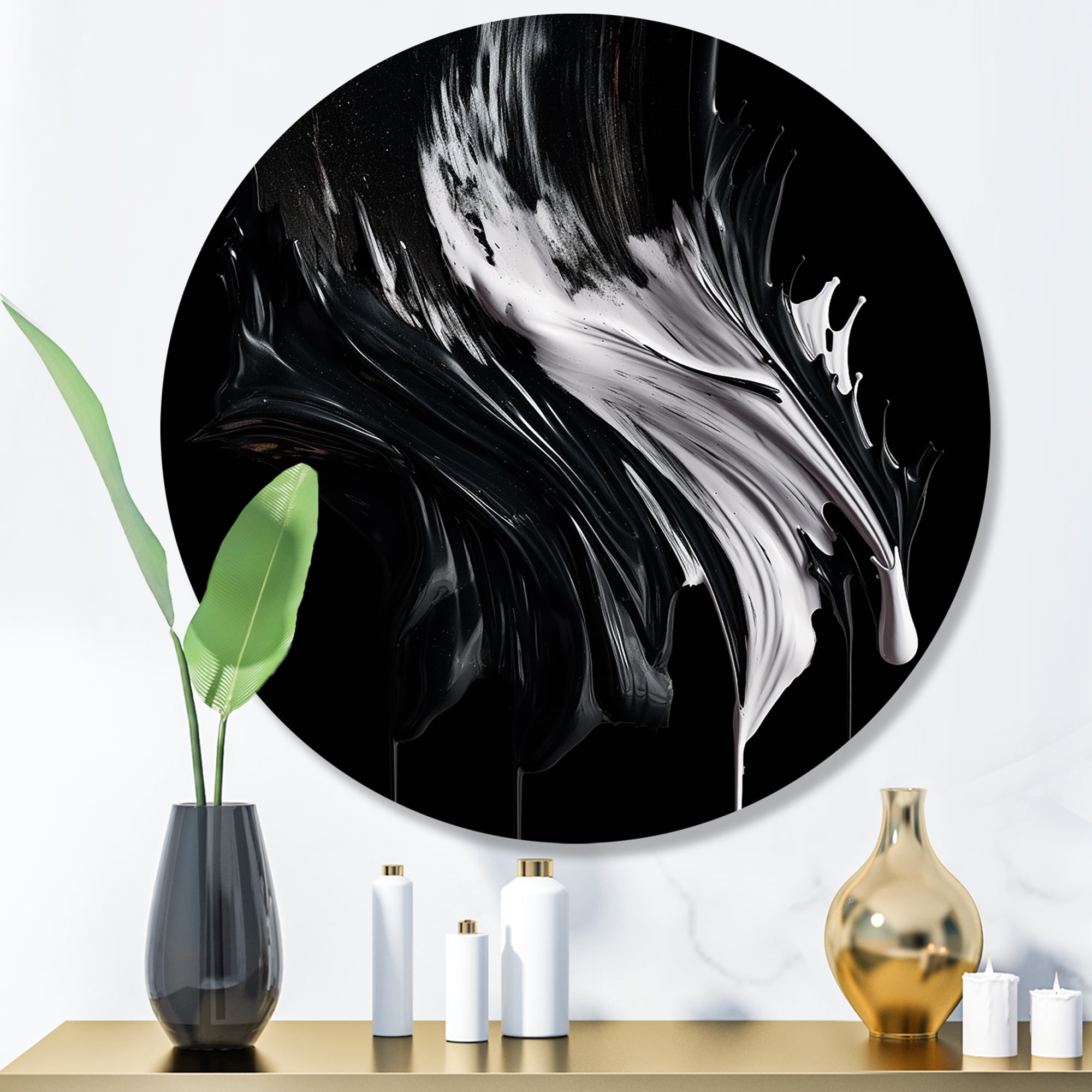 Designart "Exploring Black Marble s Depths VI" Modern Geometric Metal ...