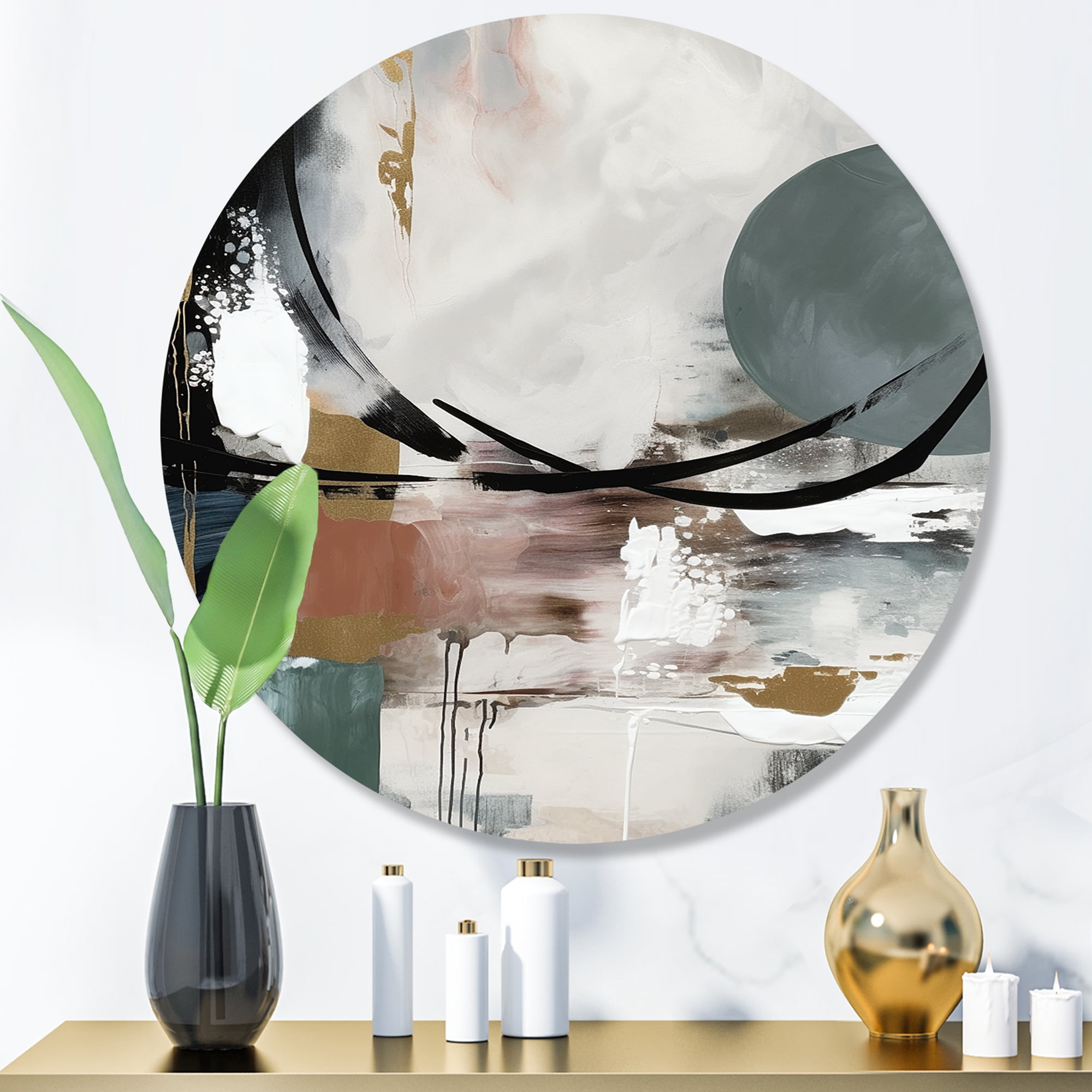 Designart "Exploring Boho Simplicity II" Abstract Metal Round Wall ...