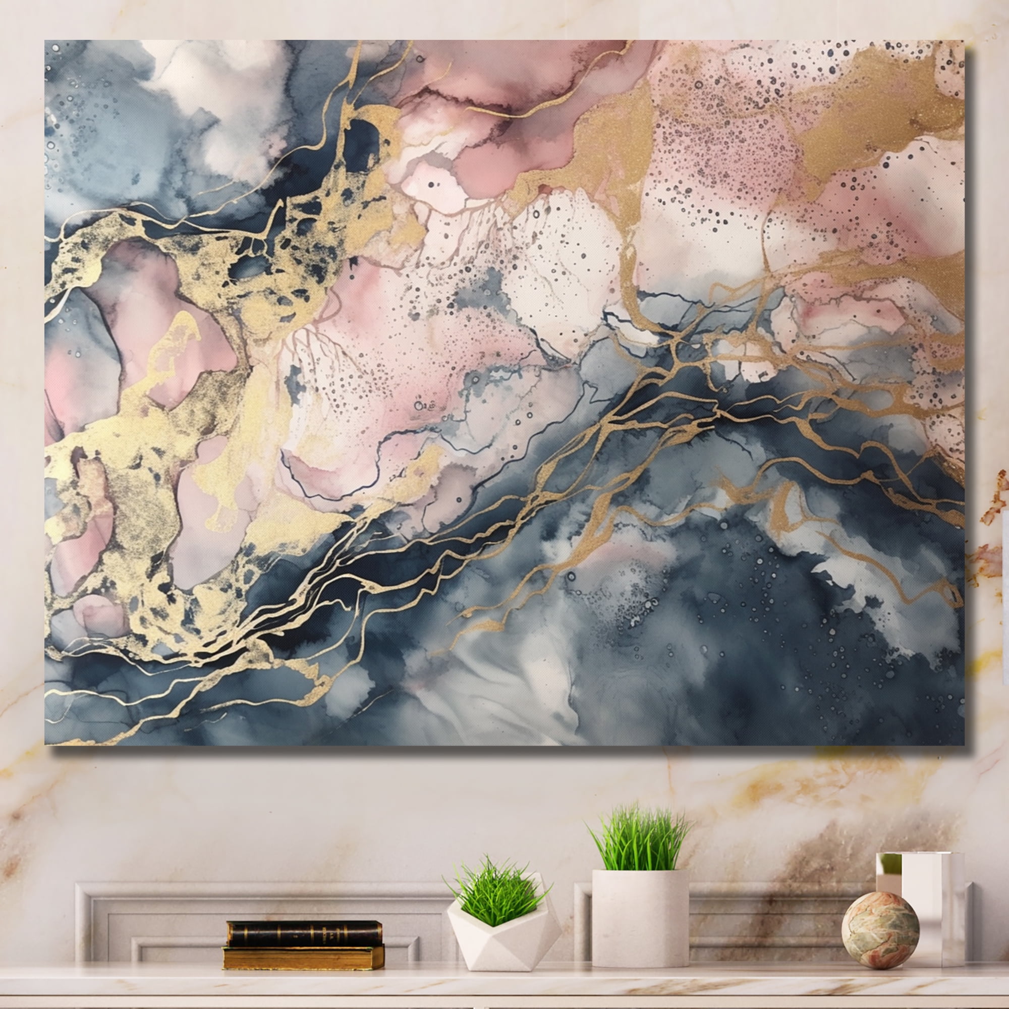 Designart "Exploring The Depths Of Pink Geode III" Abstract Marble Wall ...