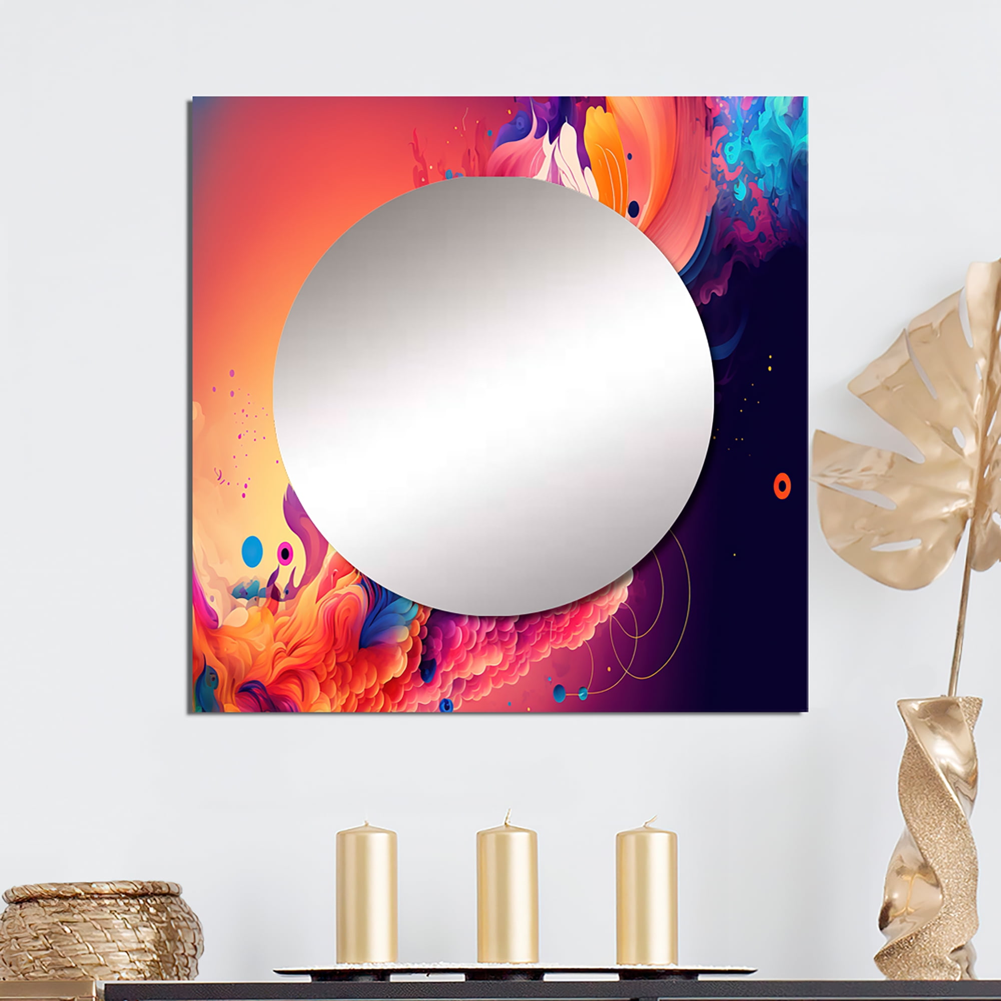 Designart "Explosion of Vibrant Colors II" Modern Pink Large Square ...