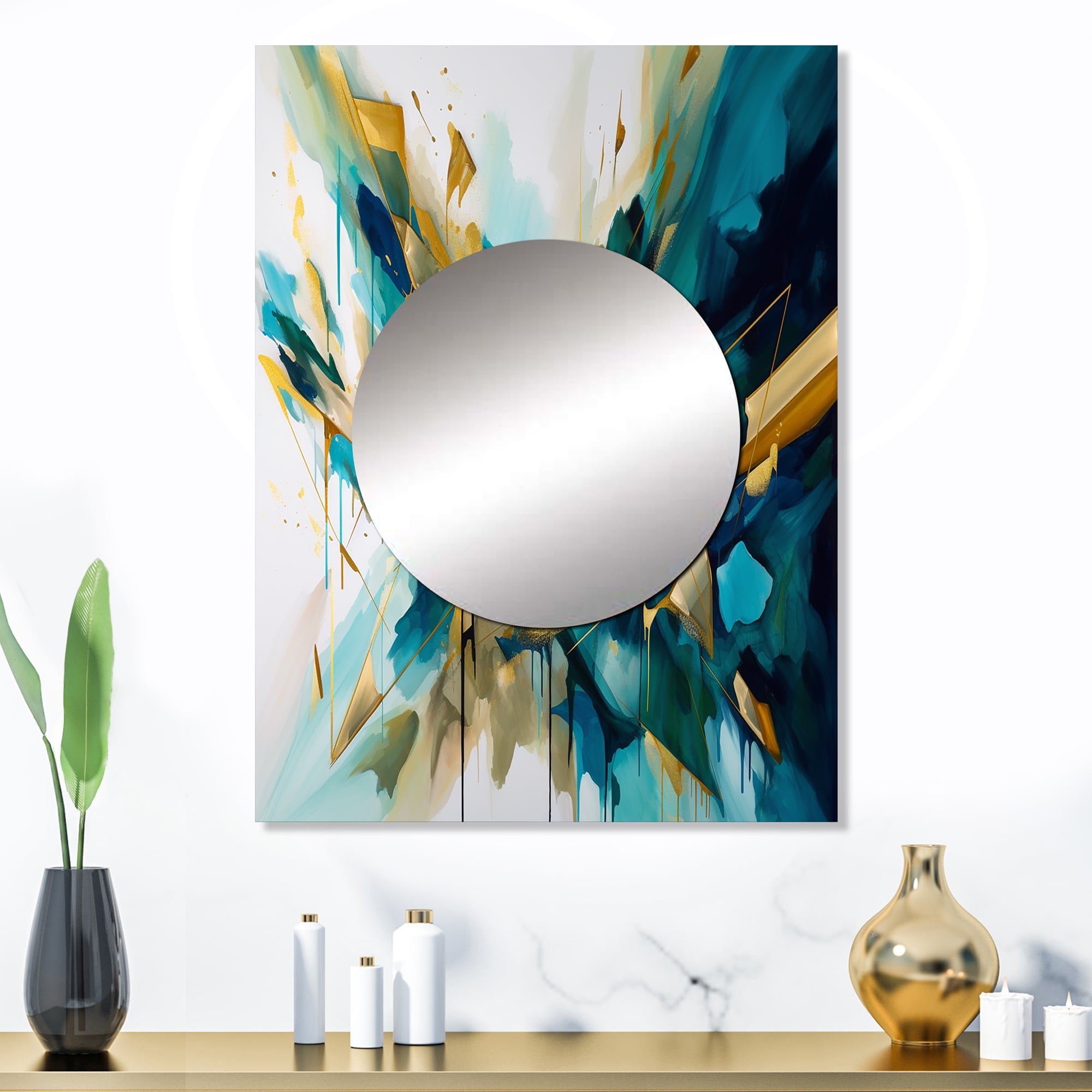 Designart "Explosive Gold Triangular Elegance VII" Modern Geometric ...