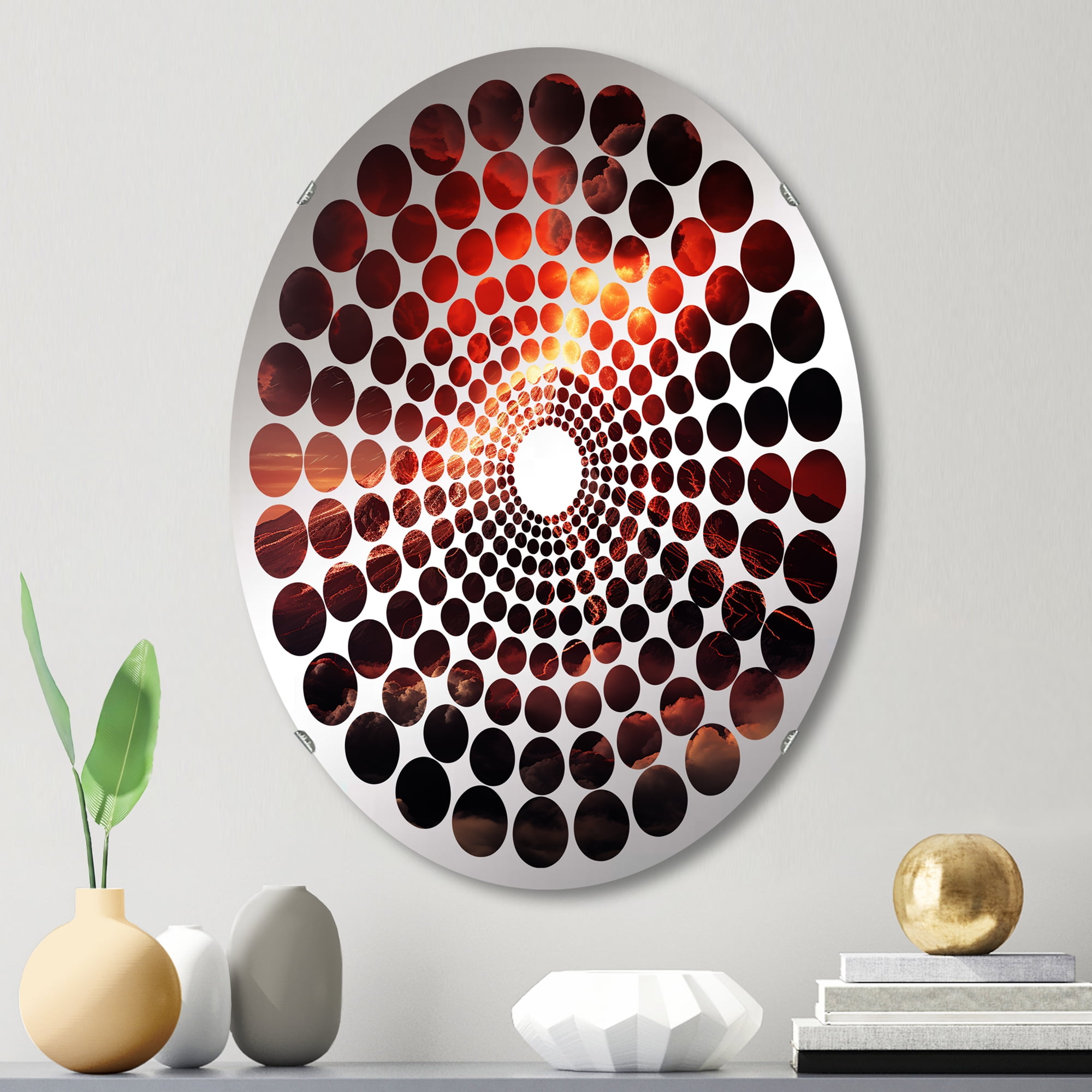 Designart "Explosive Volcanic Fury VI" Volcano Radial Dot Round Wall ...