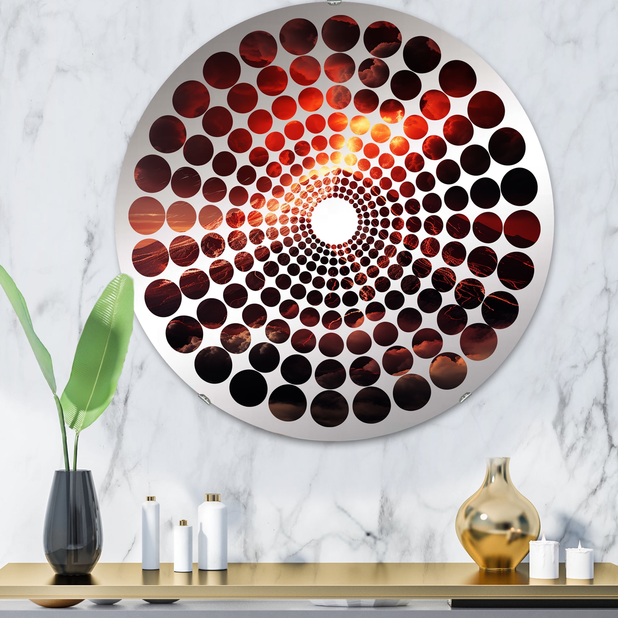 Designart "Explosive Volcanic Fury VI" Volcano Radial Dot Round Wall ...