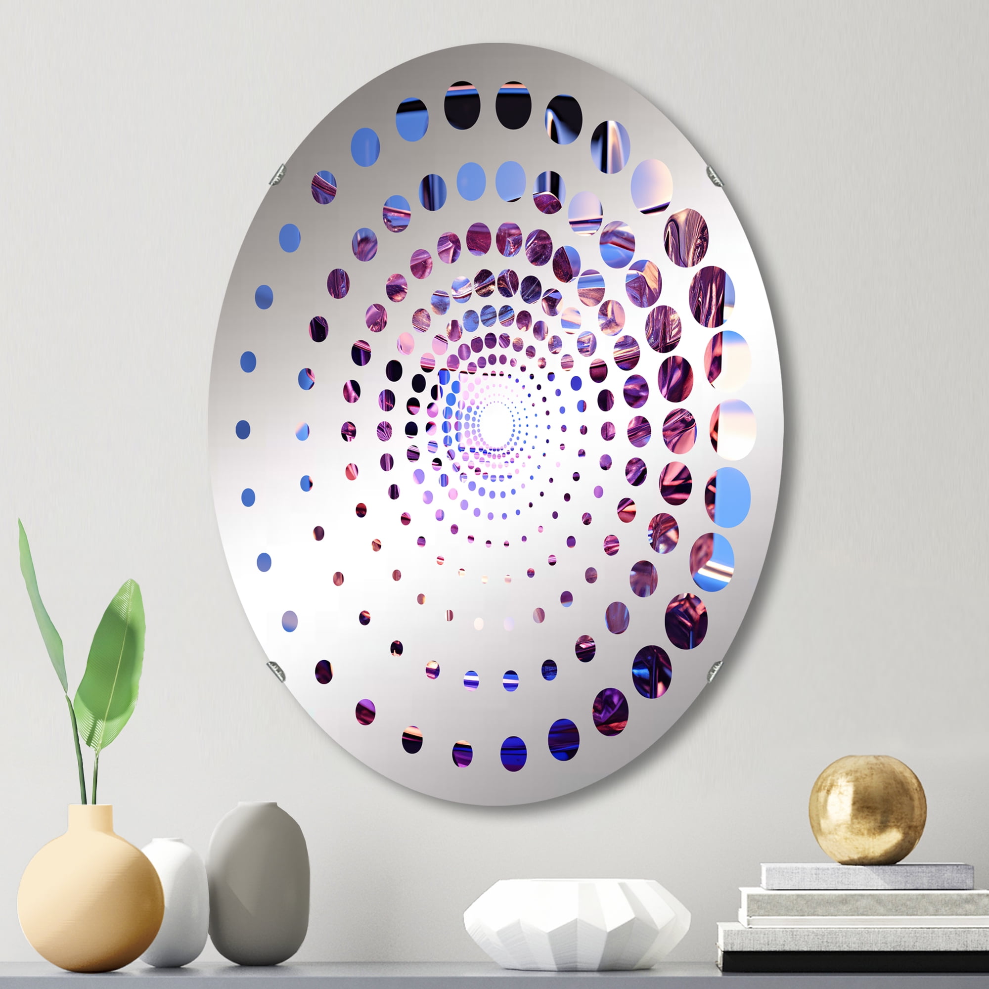 Designart "Expression in Purple Whisky" Cocktails Spiral Dot Round Wall ...