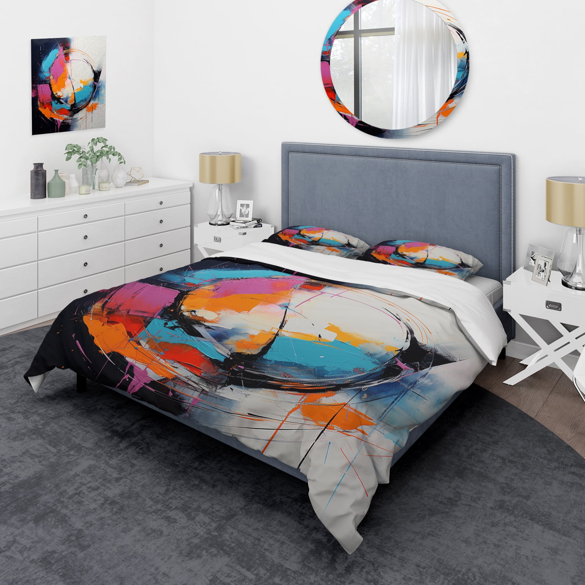 Designart "Expression of Blue and Pink Paint Ink III" Abstract Fractal ...