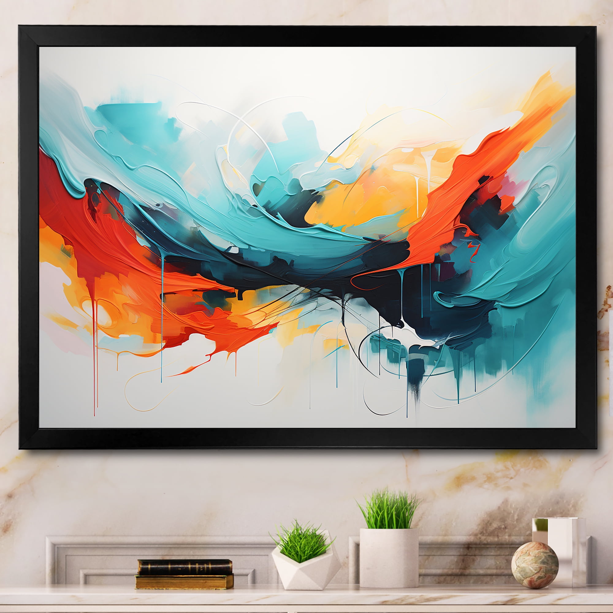 Designart "Expressionism in Colorful Abstract III" Abstract Framed Wall ...