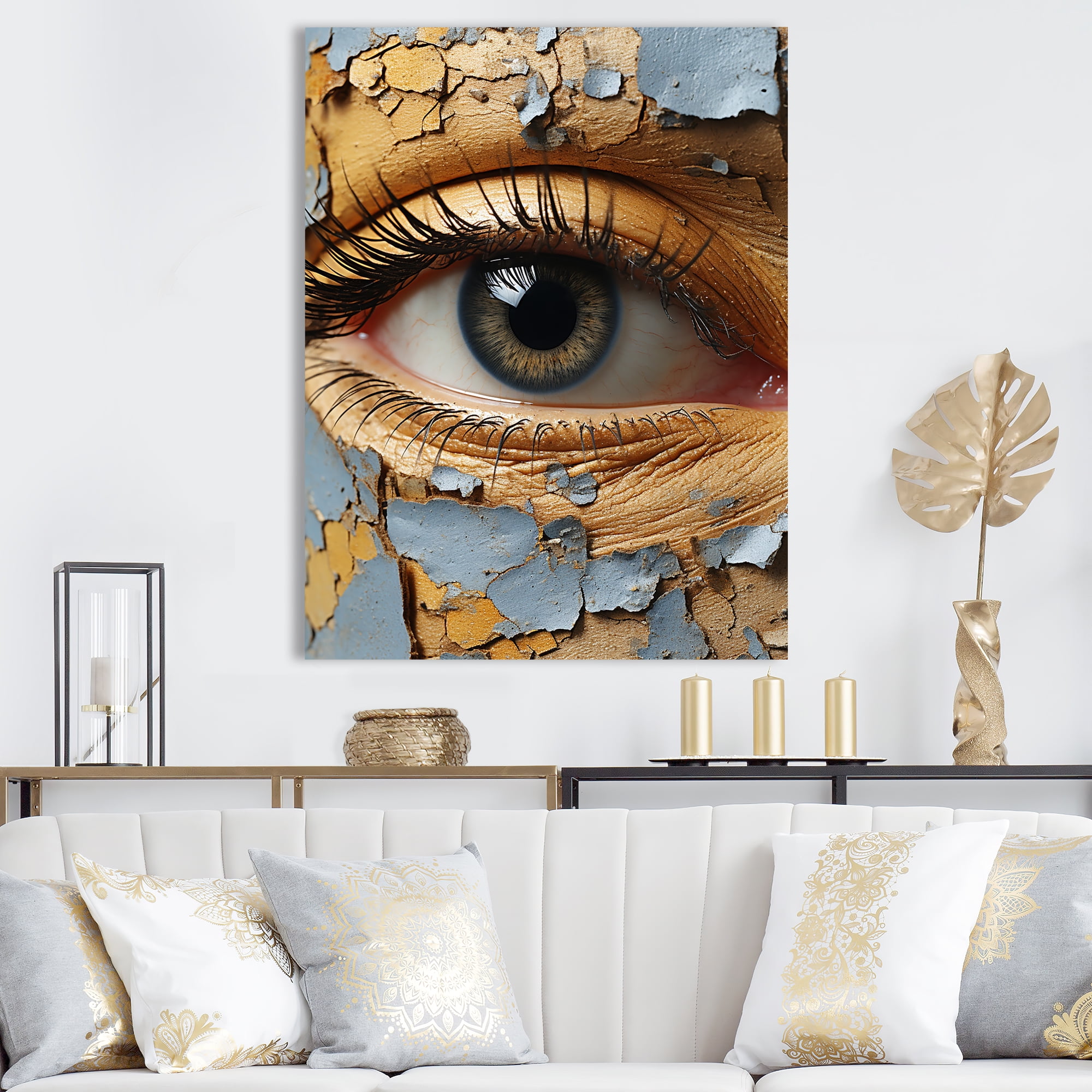 Designart "Expressionism in Yellow & Blue Woman's Eye IV" Figurative ...