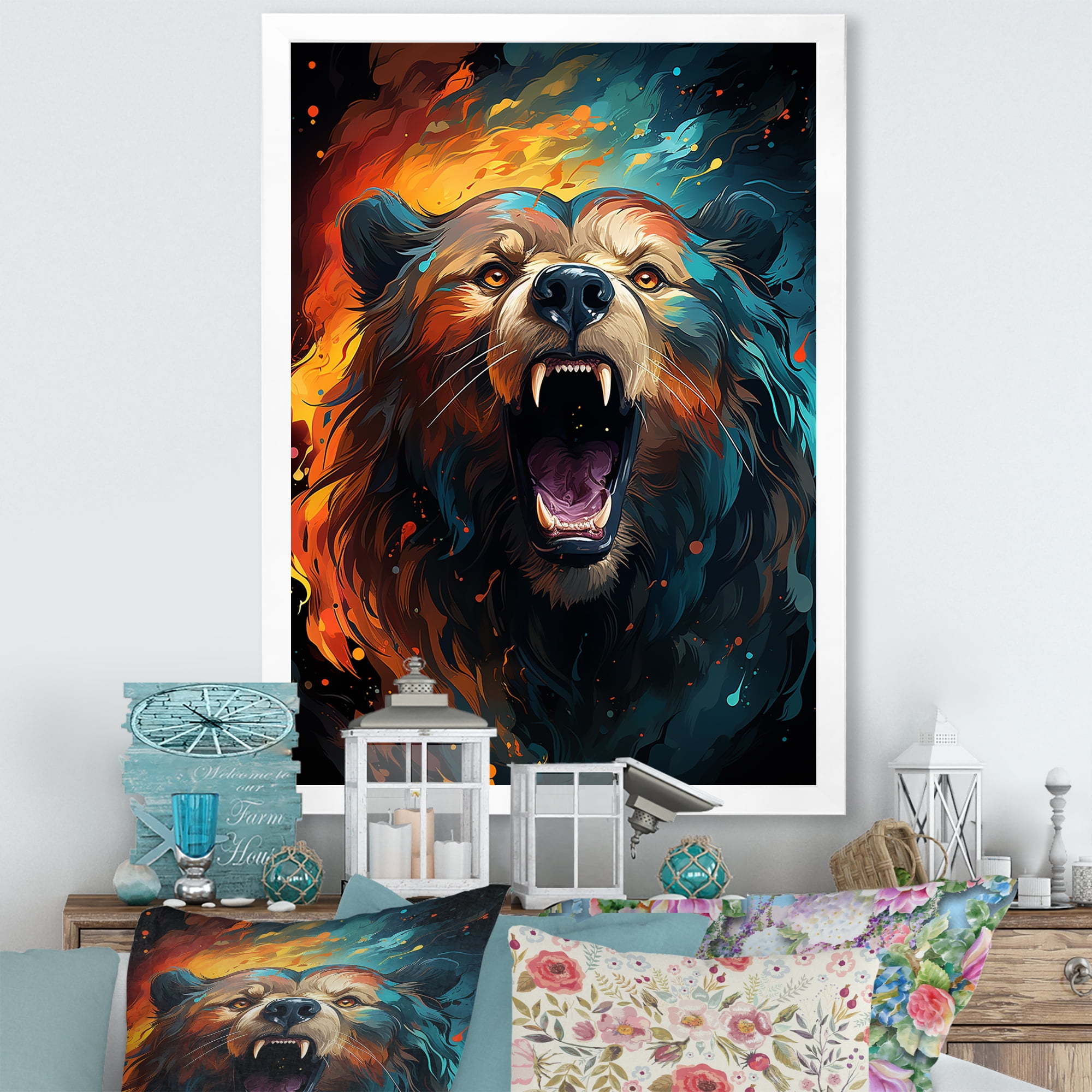 Designart "Expressionist Grizzly Bear Representation I" Animals Bear ...