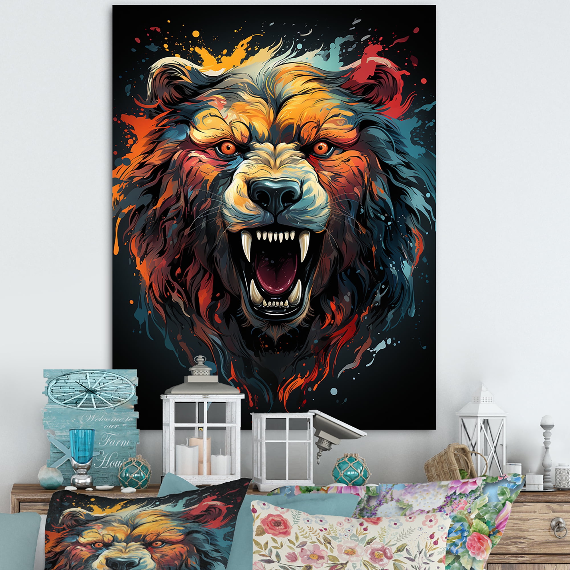 Designart "Expressionist Grizzly Bear Representation II" Animals Bear Wall Decor - Walmart.com