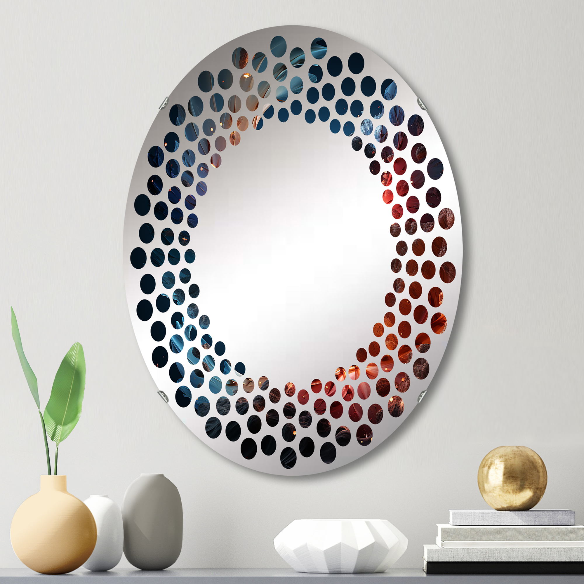 Designart "Expressionistic Launch Flare" Rocketship Polka Dot Round ...