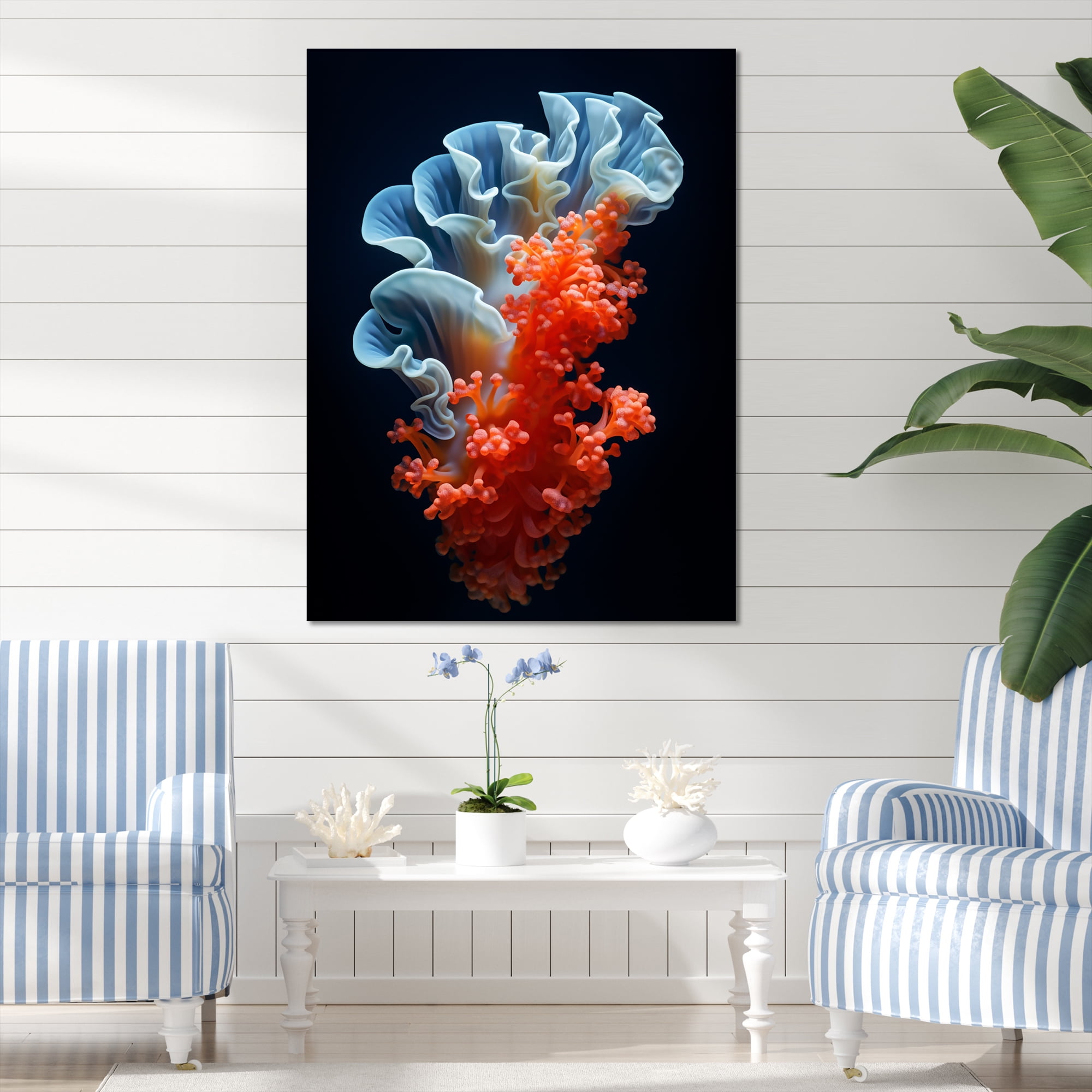 Designart "Expressive Colors In Coral Reef I" Coastal Coral Under Water ...