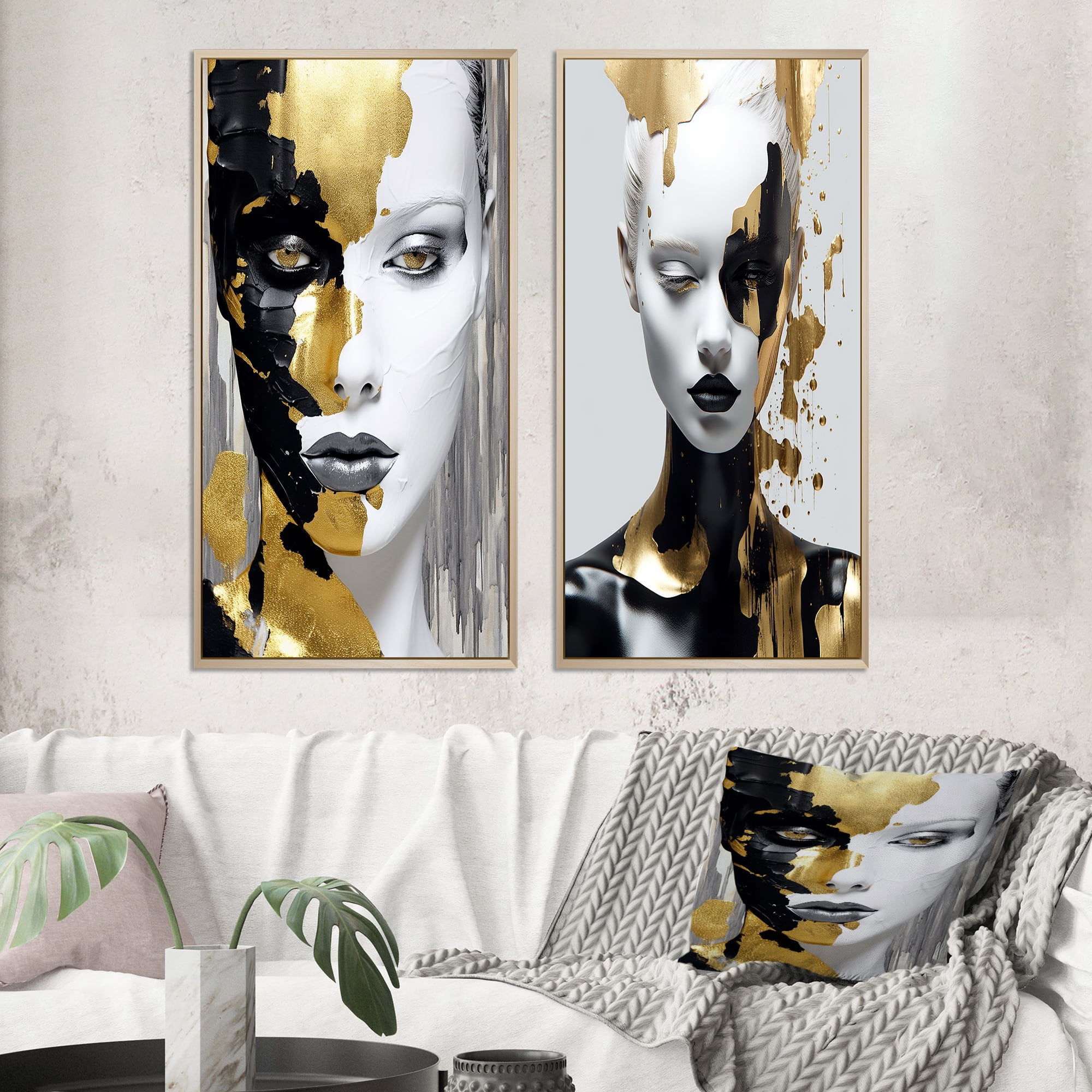 Designart "Exquisite Glamour Gold Portrait of a Young Woman VIII ...