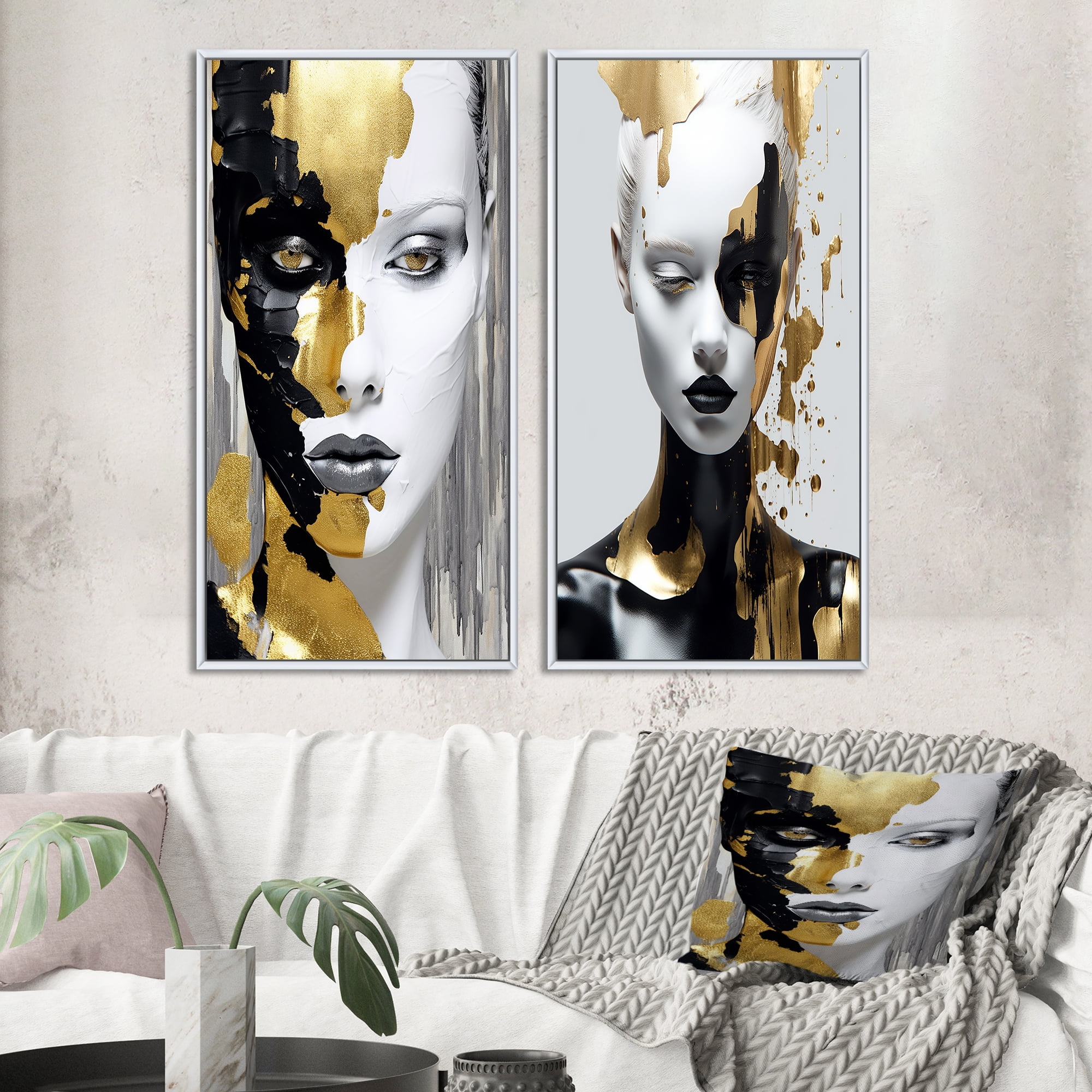 Designart "Exquisite Glamour Gold Portrait of a Young Woman VIII ...