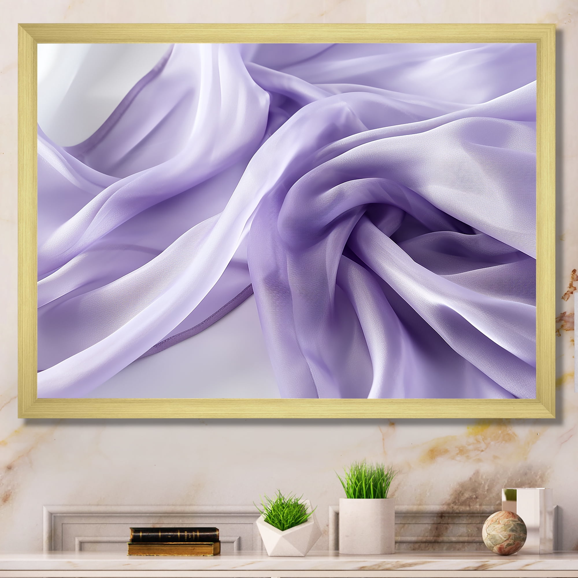 Designart "Fab Waves White and Purple Symphony III" Abstract Framed Wall Art Decor - Modern ...