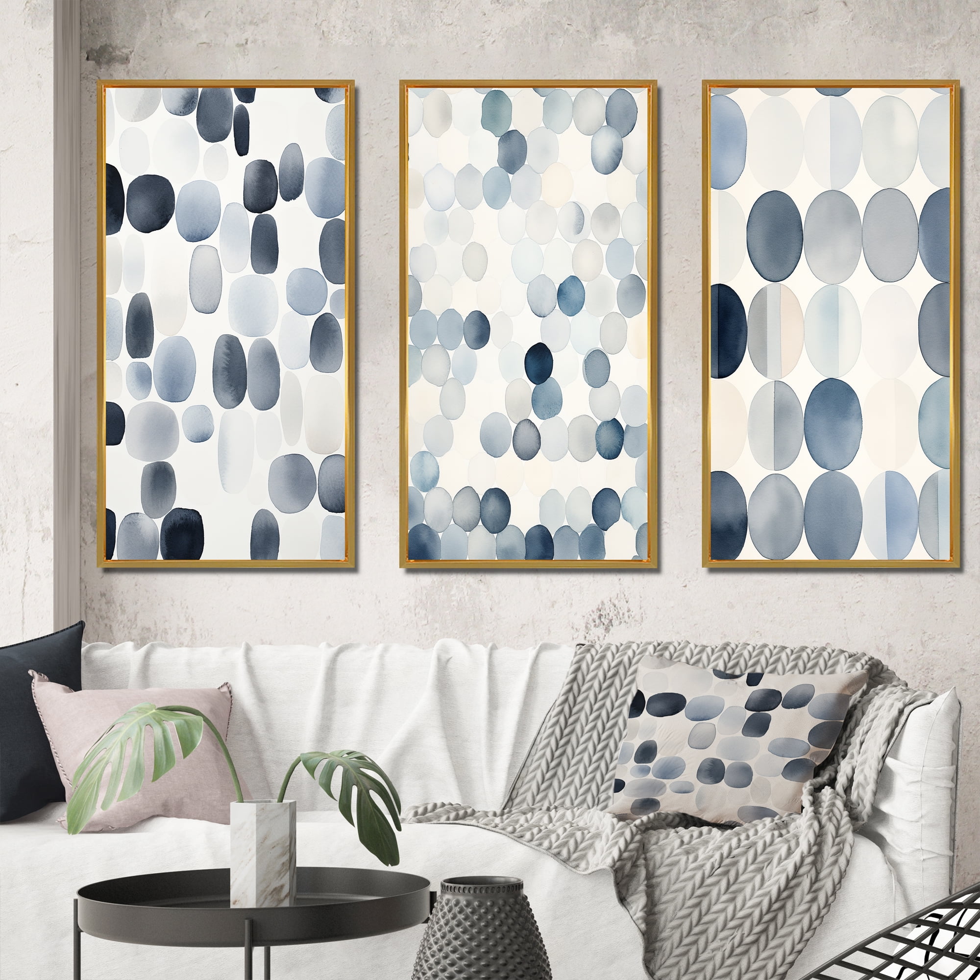 Designart "Faded Retro Blue Circle Matrix Watercolor IV" Modern ...