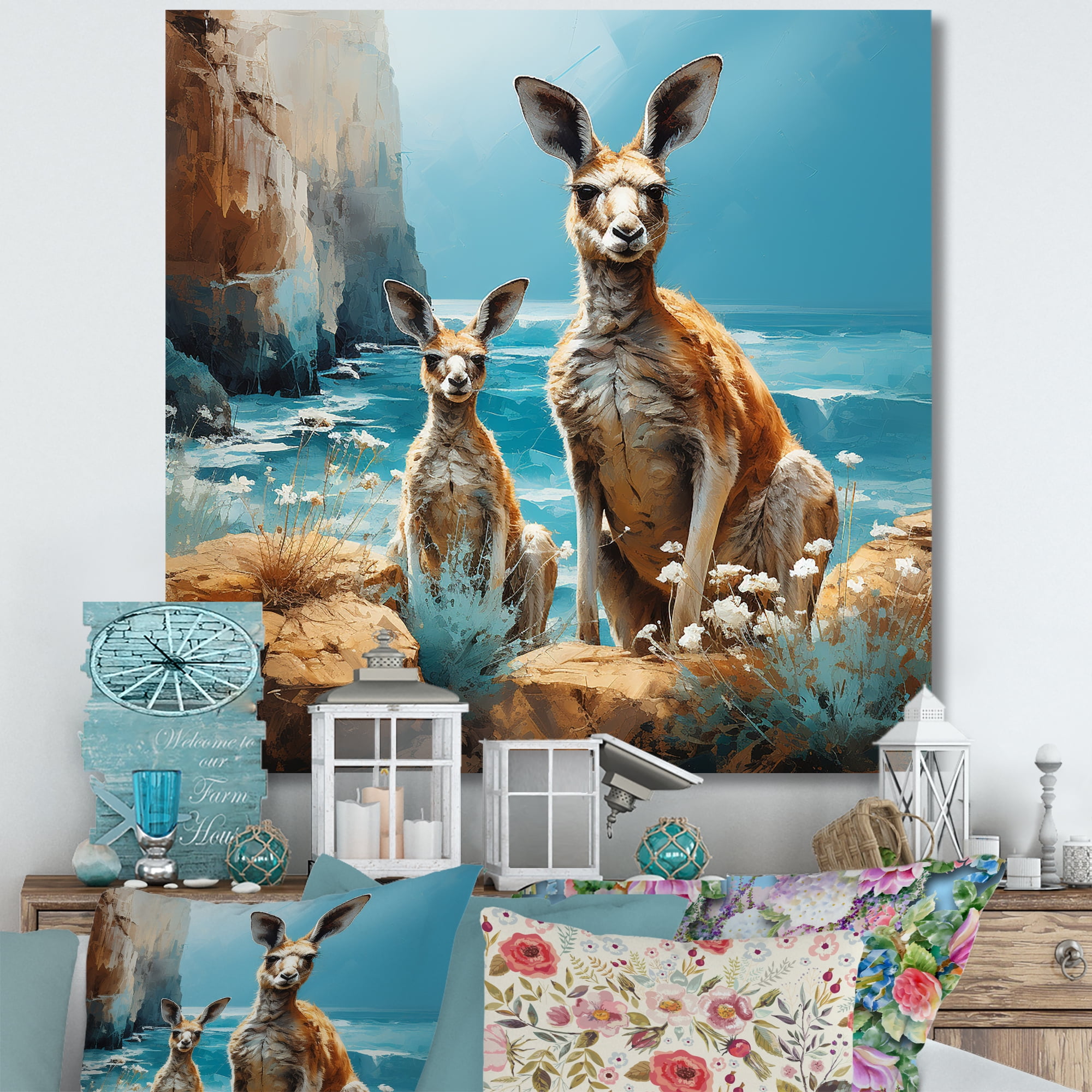 Designart "Family Of Kangaroos On The Australian Coast III" Animals ...