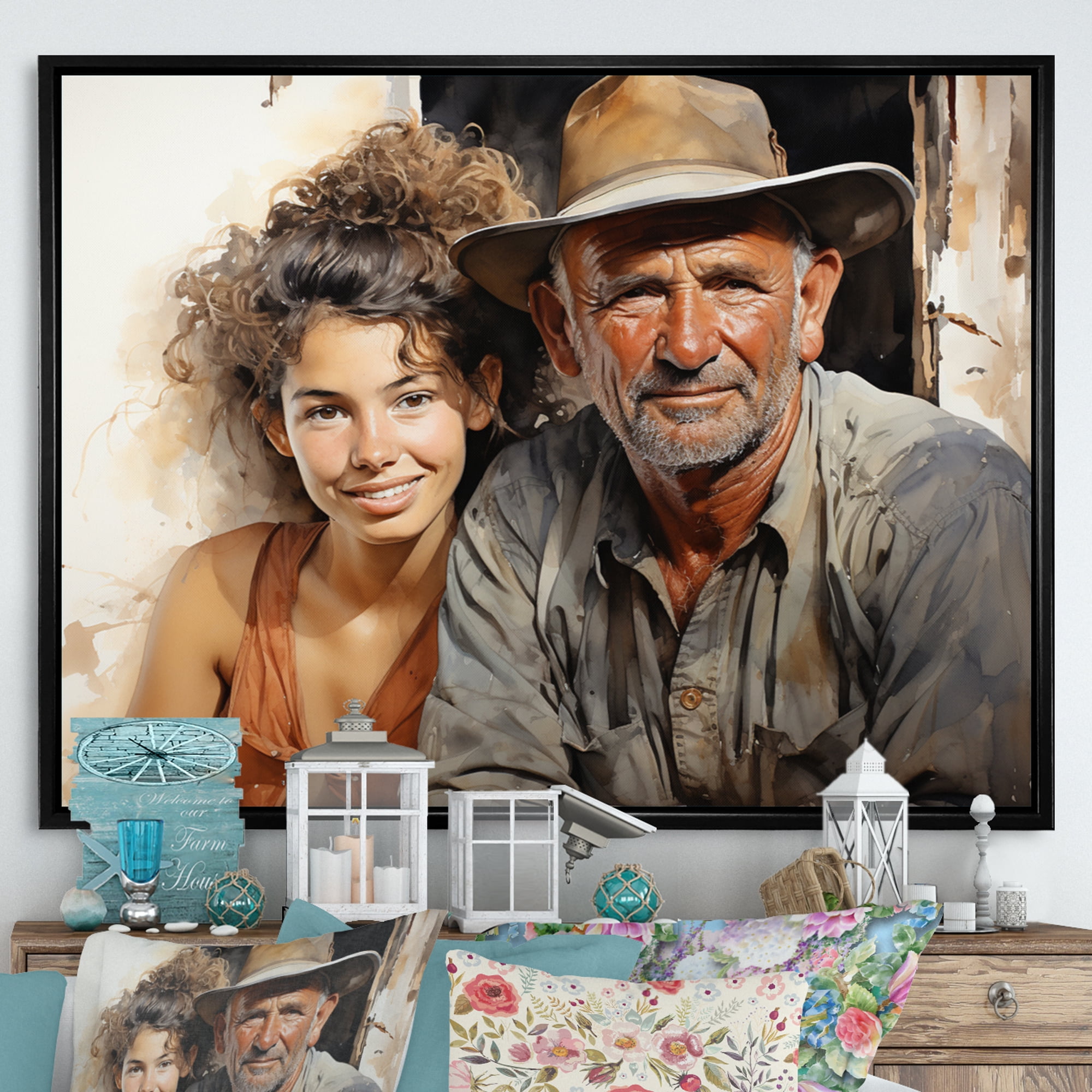 Designart "Family Portrait Capturing Cuban Life" People Floater Framed ...