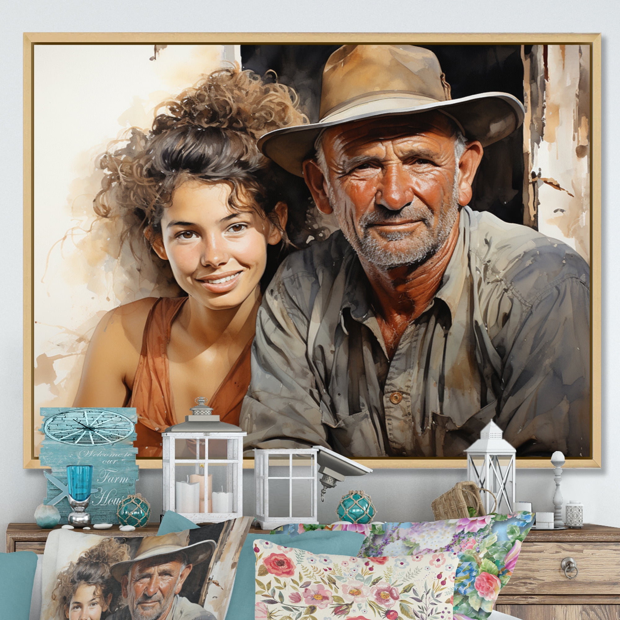 Designart "Family Portrait Capturing Cuban Life" People Floater Framed ...