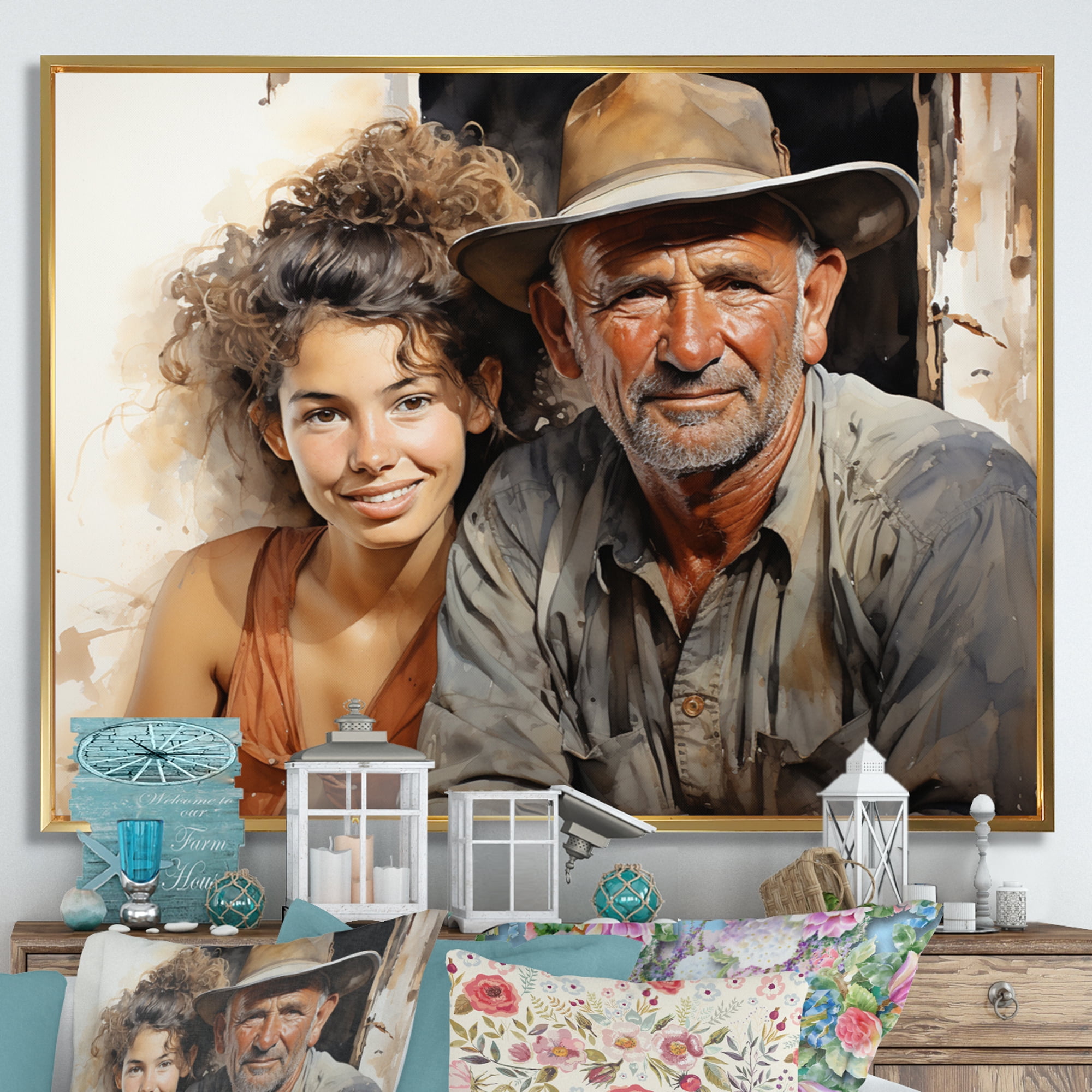 Designart "Family Portrait Capturing Cuban Life" People Floater Framed ...