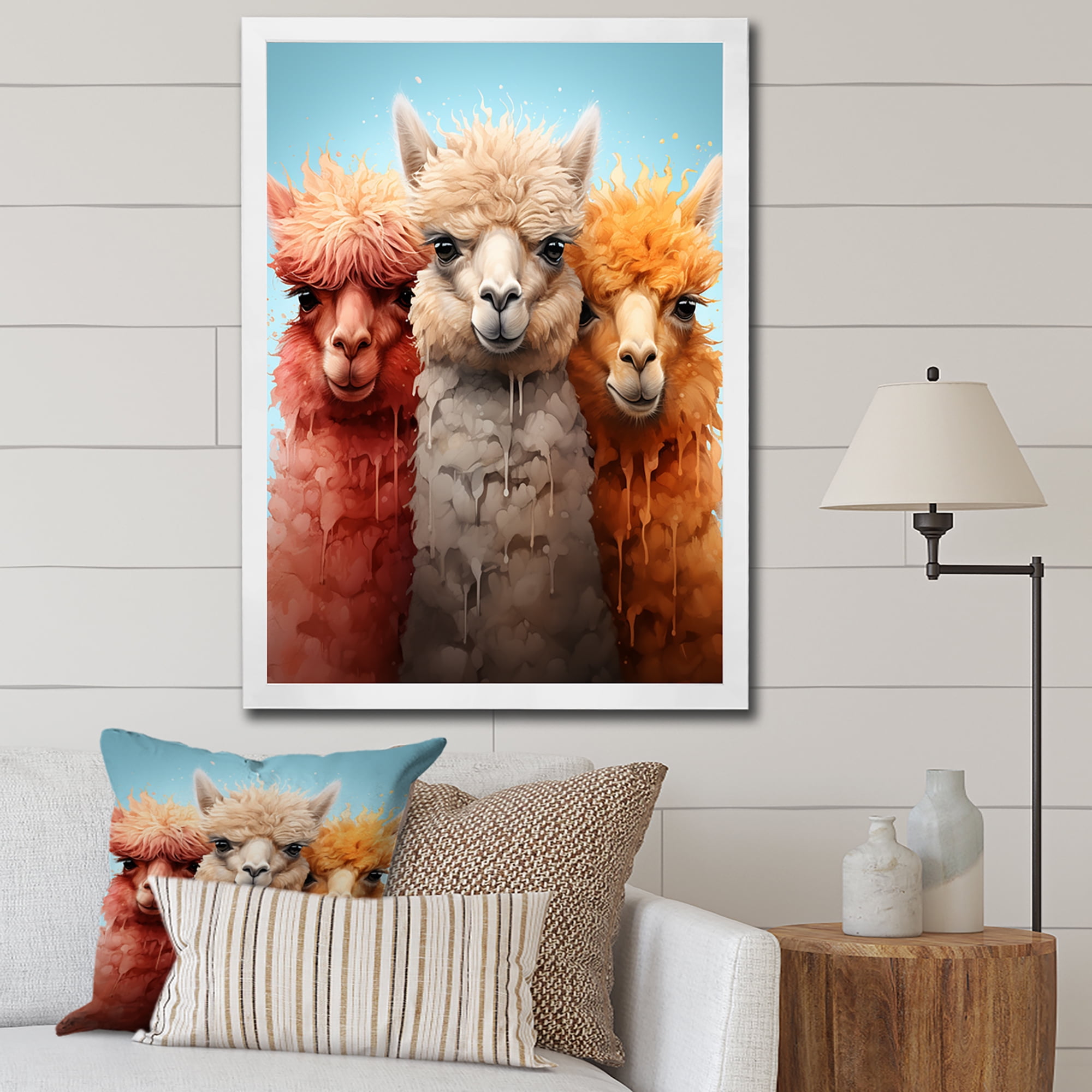Designart "Family Portrait of Cheerful Alpacas I" Animals Framed Wall ...
