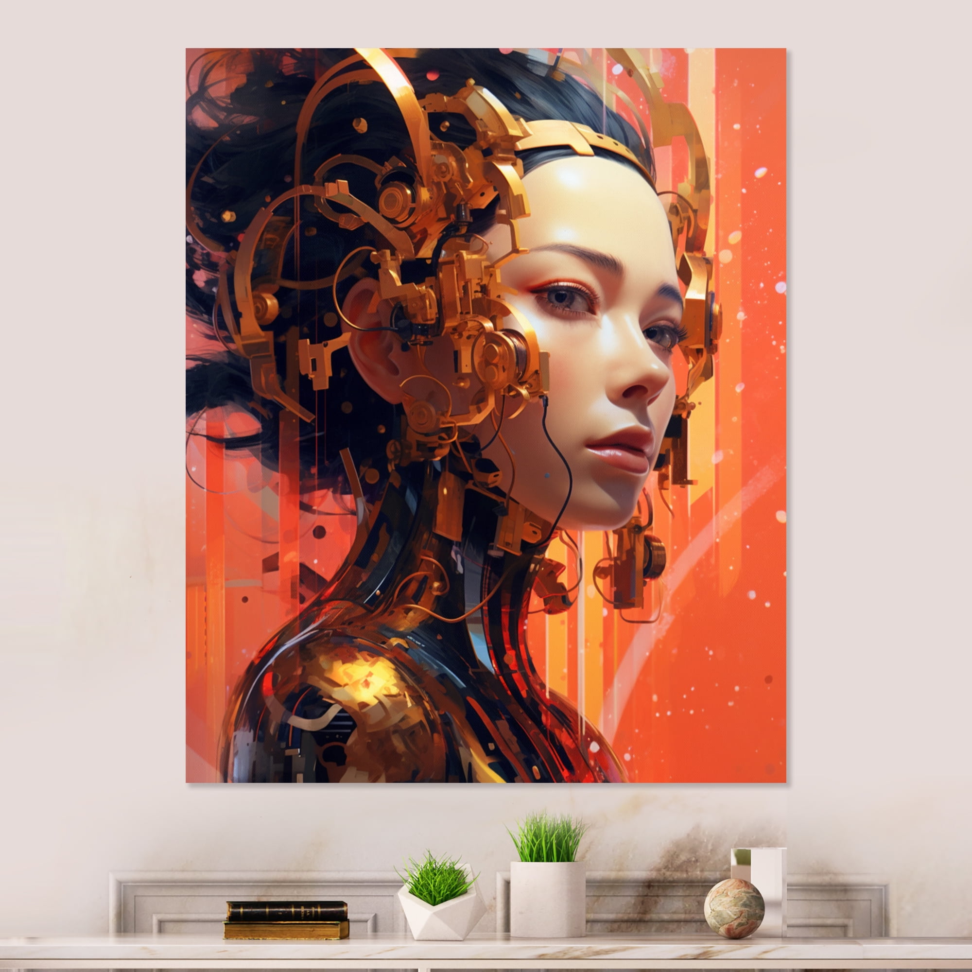 Designart "Fantasies of the Female Robot II" Robot Metal Wall Decor ...