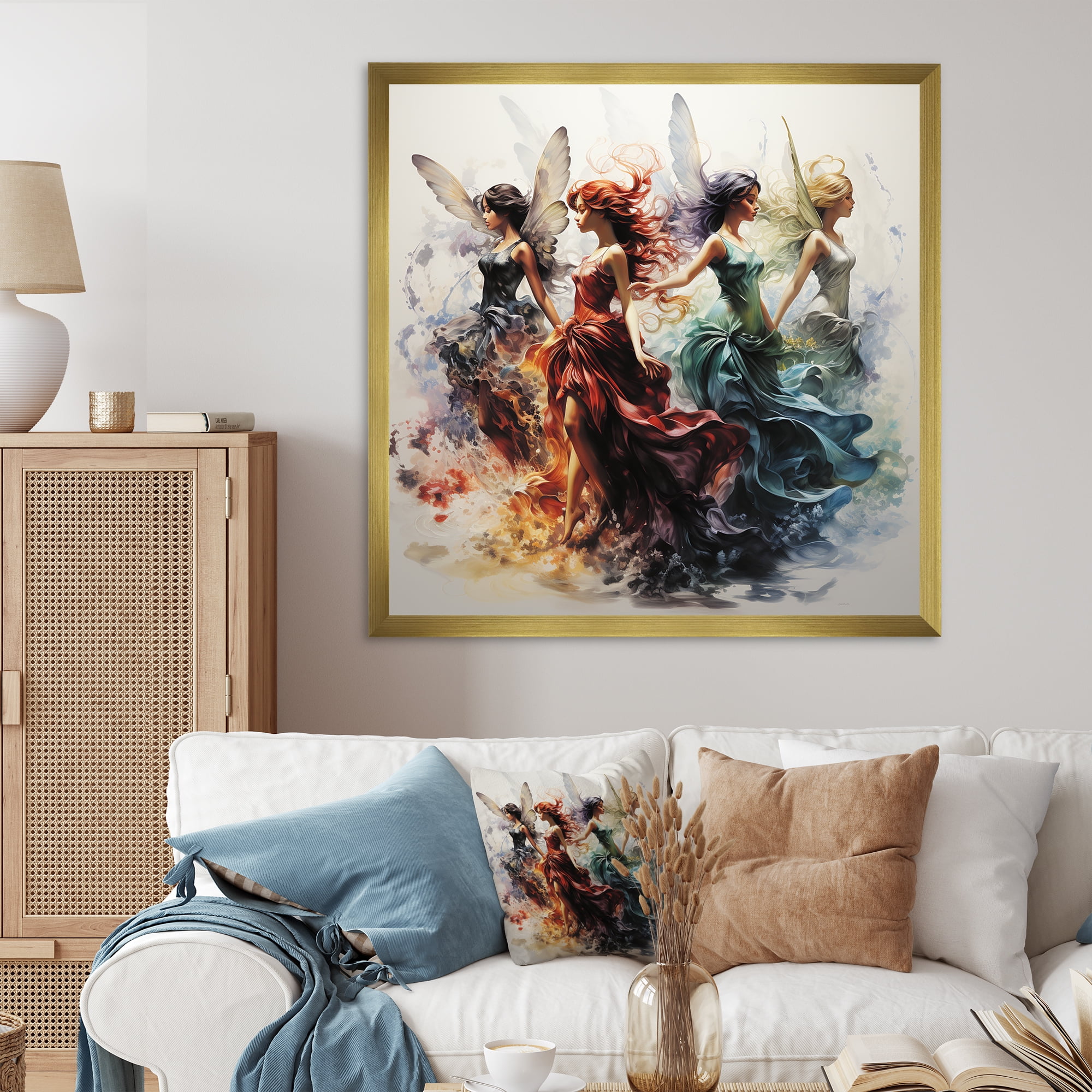 Designart "Fantastical Fairy Art" Abstract Framed Wall Art Decor ...