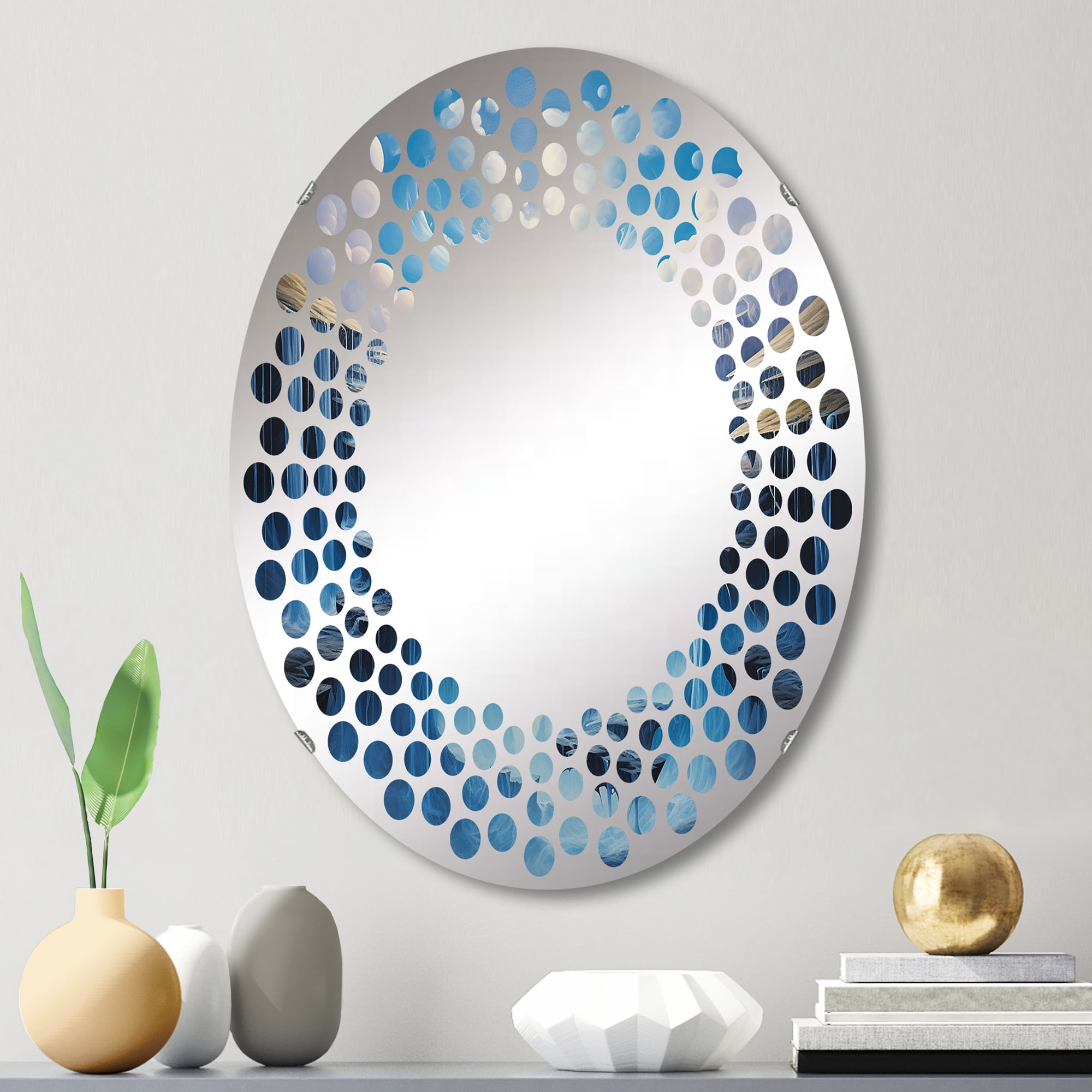 Designart "Fantastical Waterfalls of Gravity" Waterfall Polka Dot Round ...