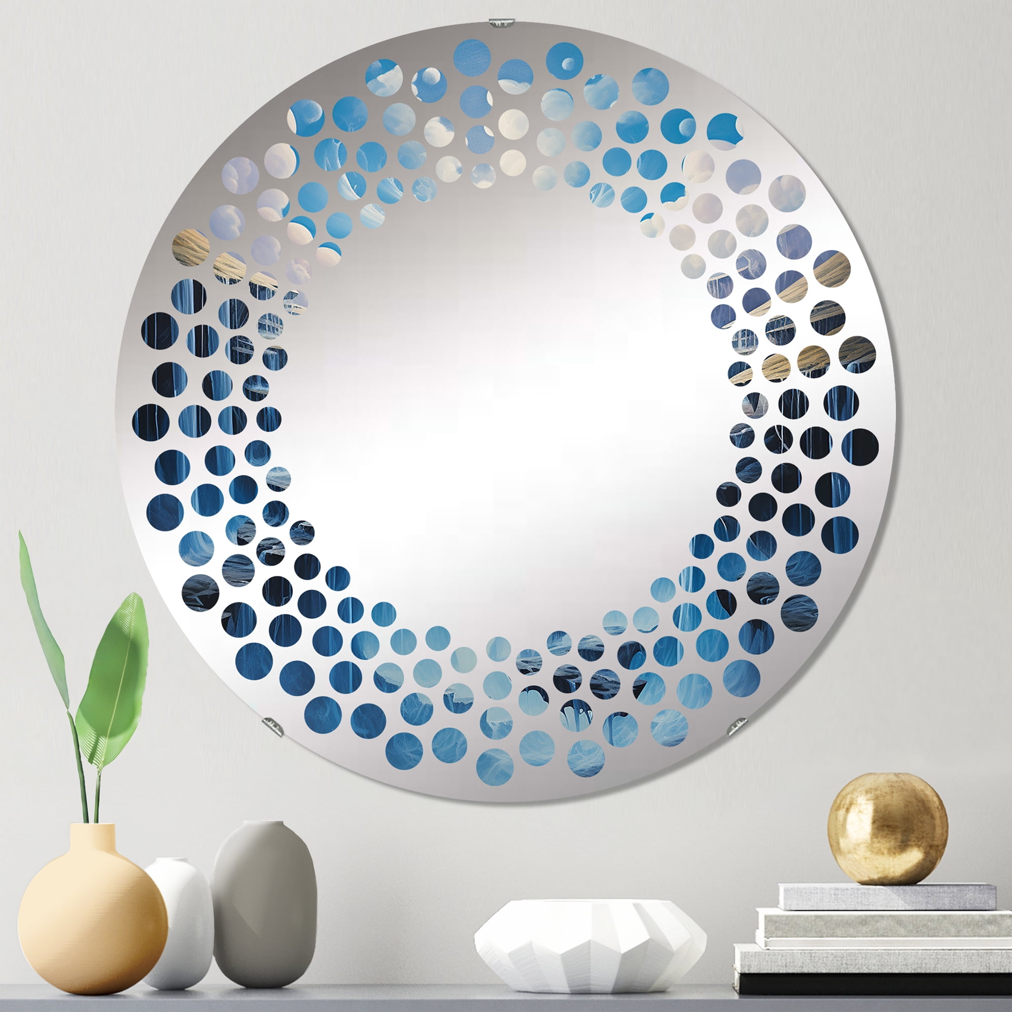 Designart "Fantastical Waterfalls of Gravity" Waterfall Polka Dot Round ...