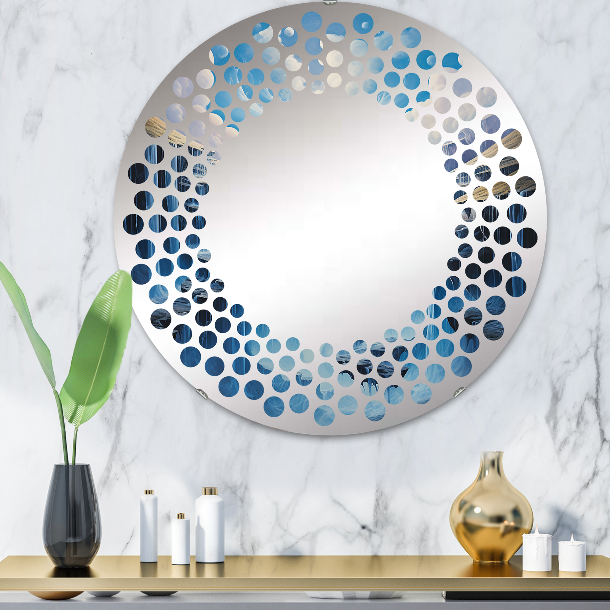 Designart "Fantastical Waterfalls of Gravity" Waterfall Polka Dot Round ...