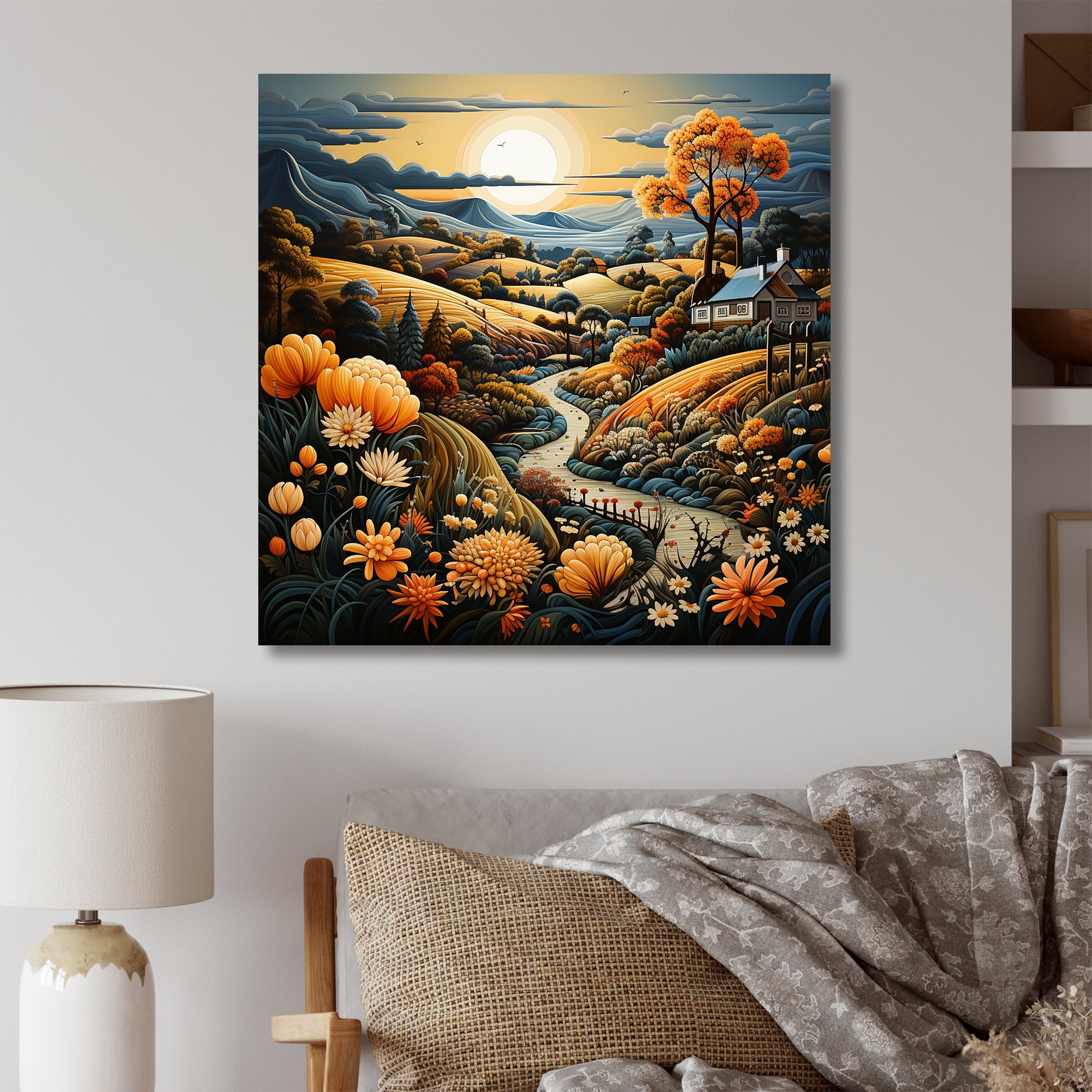 Designart "Fantasy Landscape of Rural Colors IV" Landscapes Wall Art ...