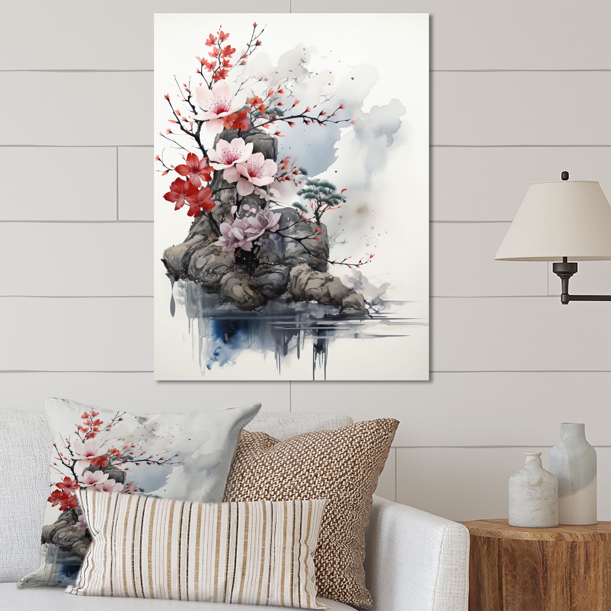 Designart "Fantasy Sumi Asian Painting III" Asian Metal Art Living Room ...