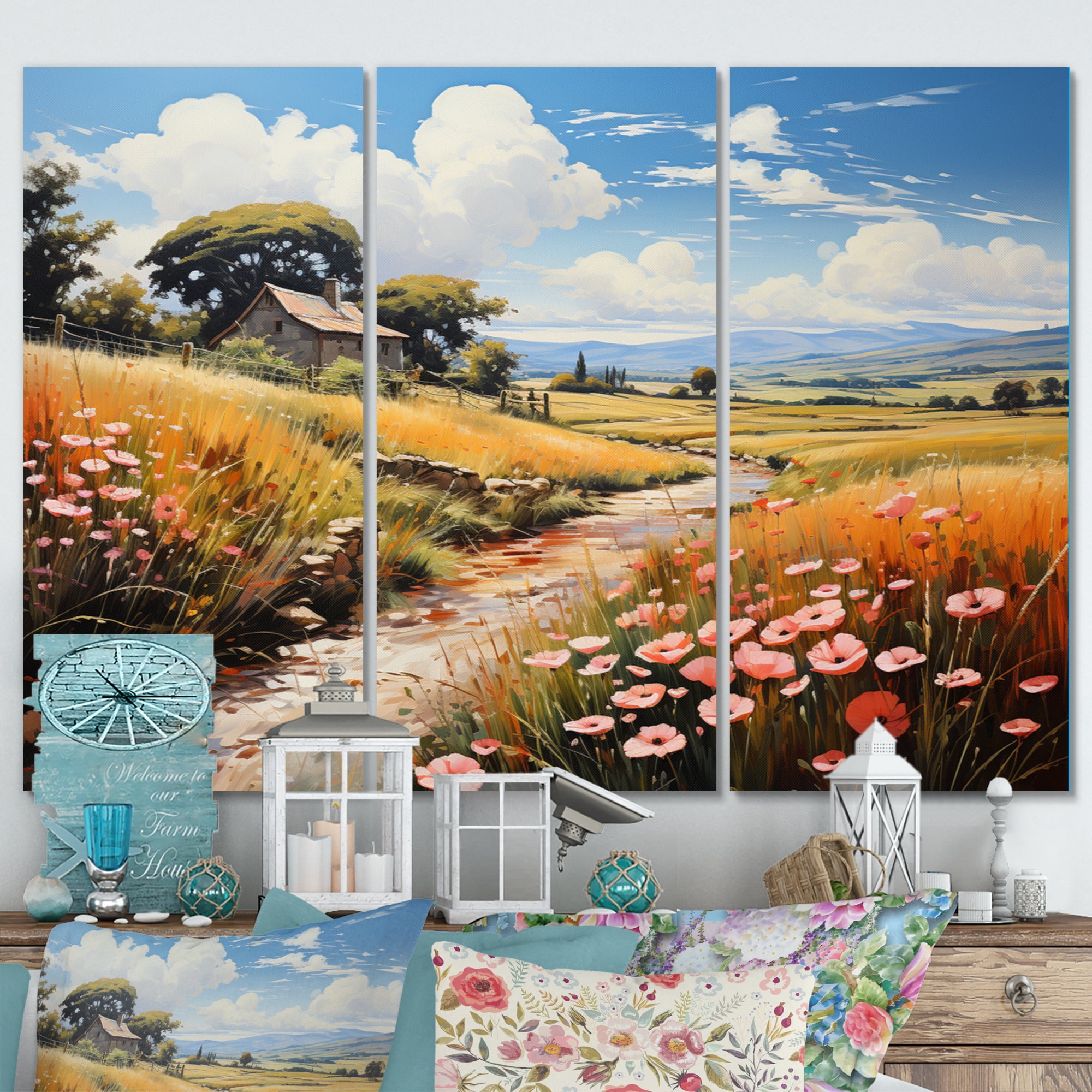 Designart "Farm Fauvist landscapes I" Farm Metal Wall Art Set - Walmart.com