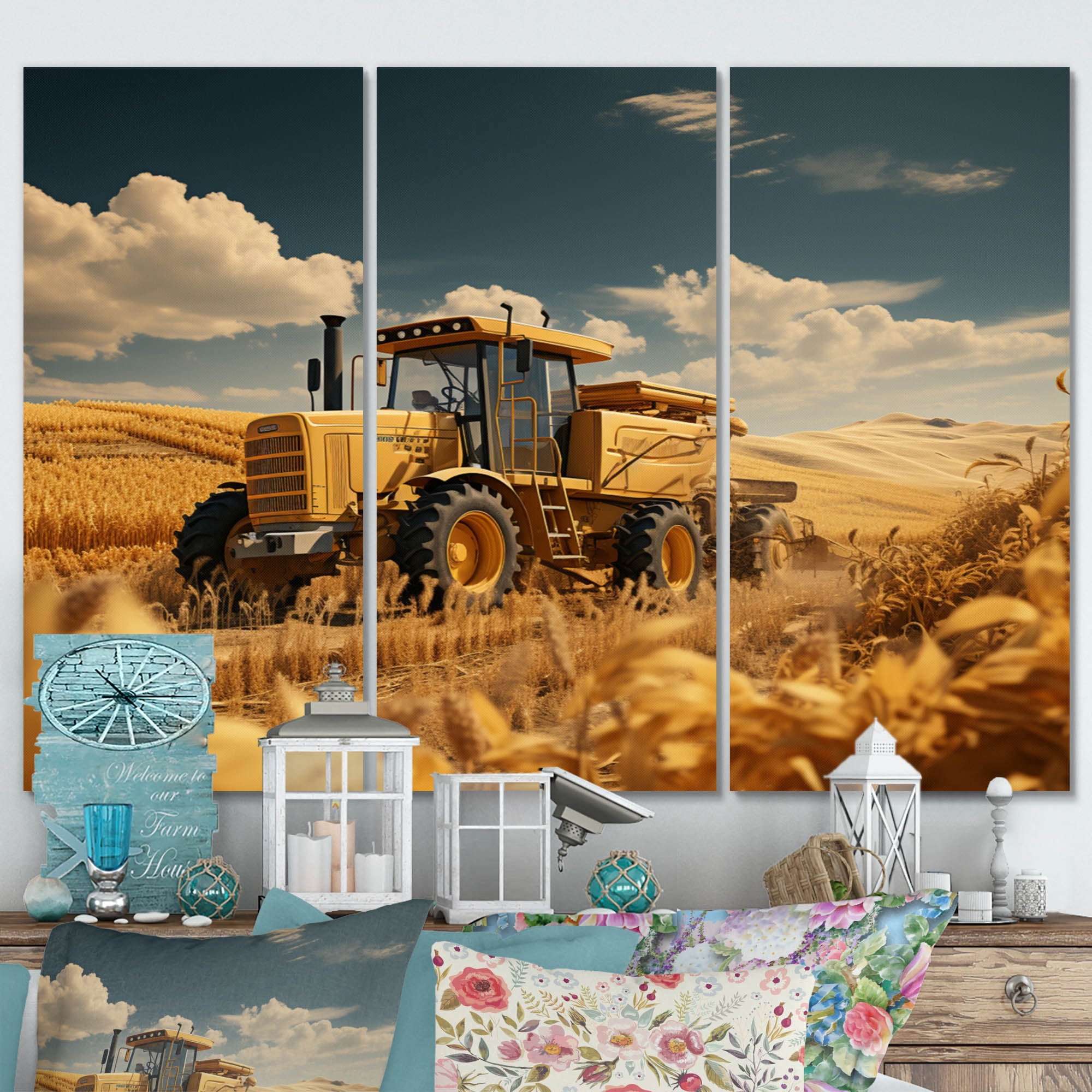 Designart "Farm Harvesting Gold landscape III" Farmhouse Art Living ...
