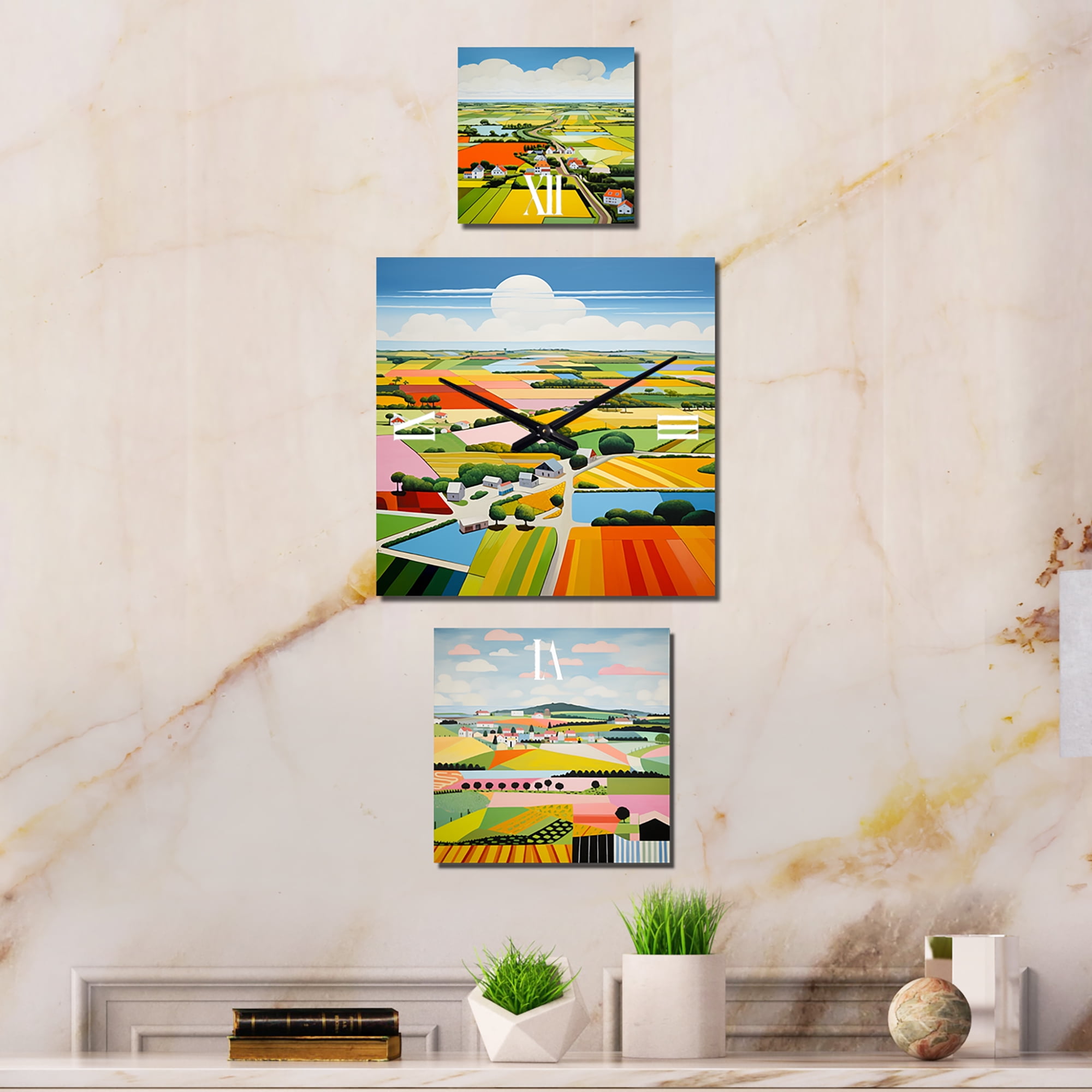 Designart "Farm Landscape with De Stijl Flair" Countryside Oversized ...