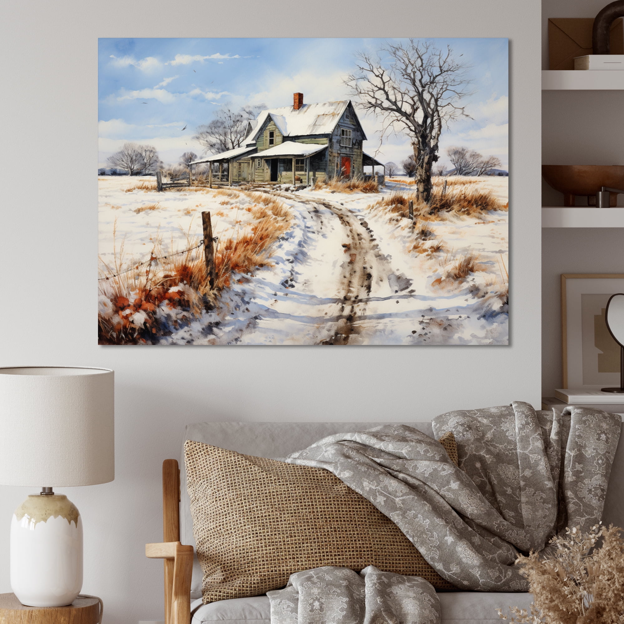 Designart "Farmhouse Country painting" Landscapes Wall Art Living Room ...