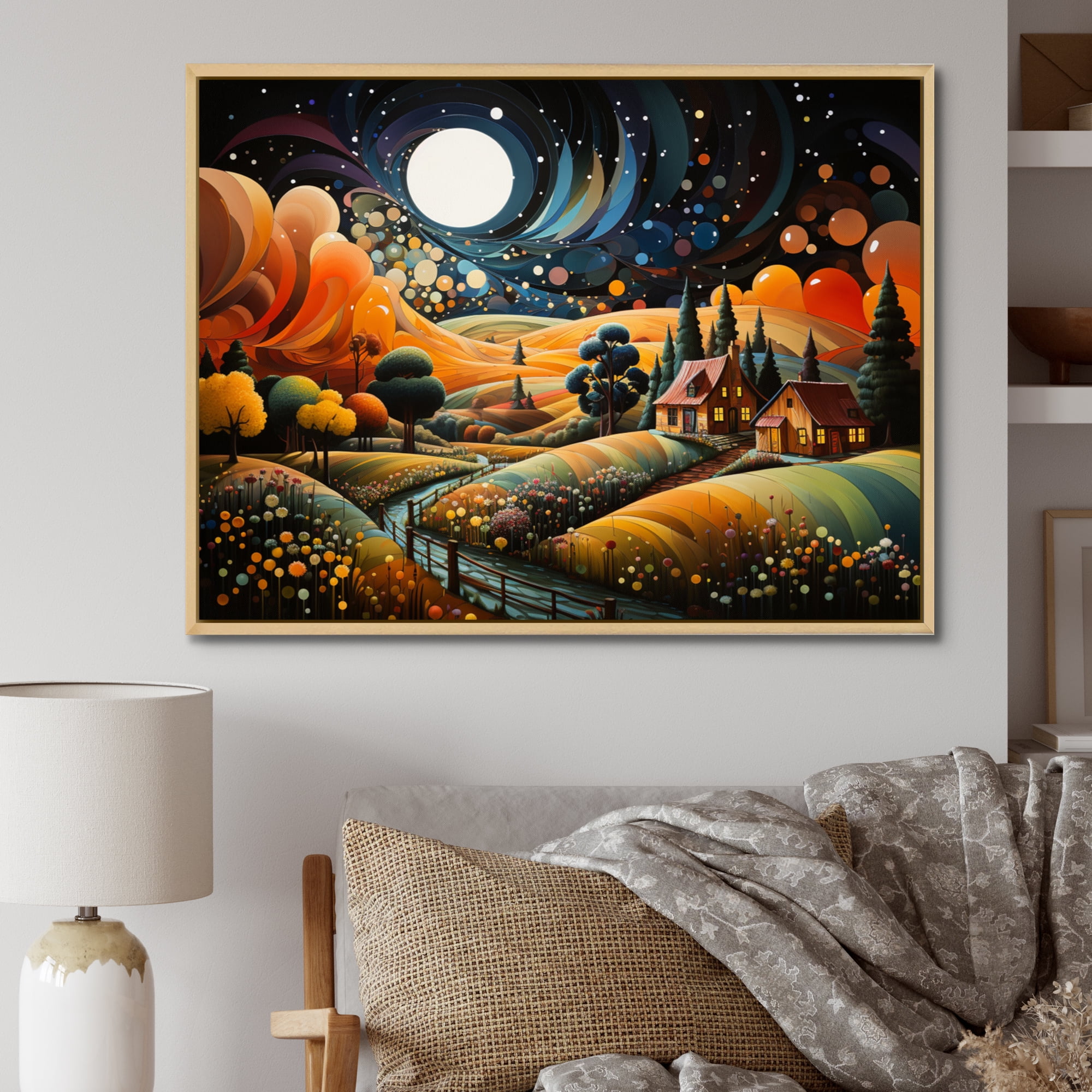Designart "Farmhouse Farmstead Abstraction Painting II" Modern Floater ...