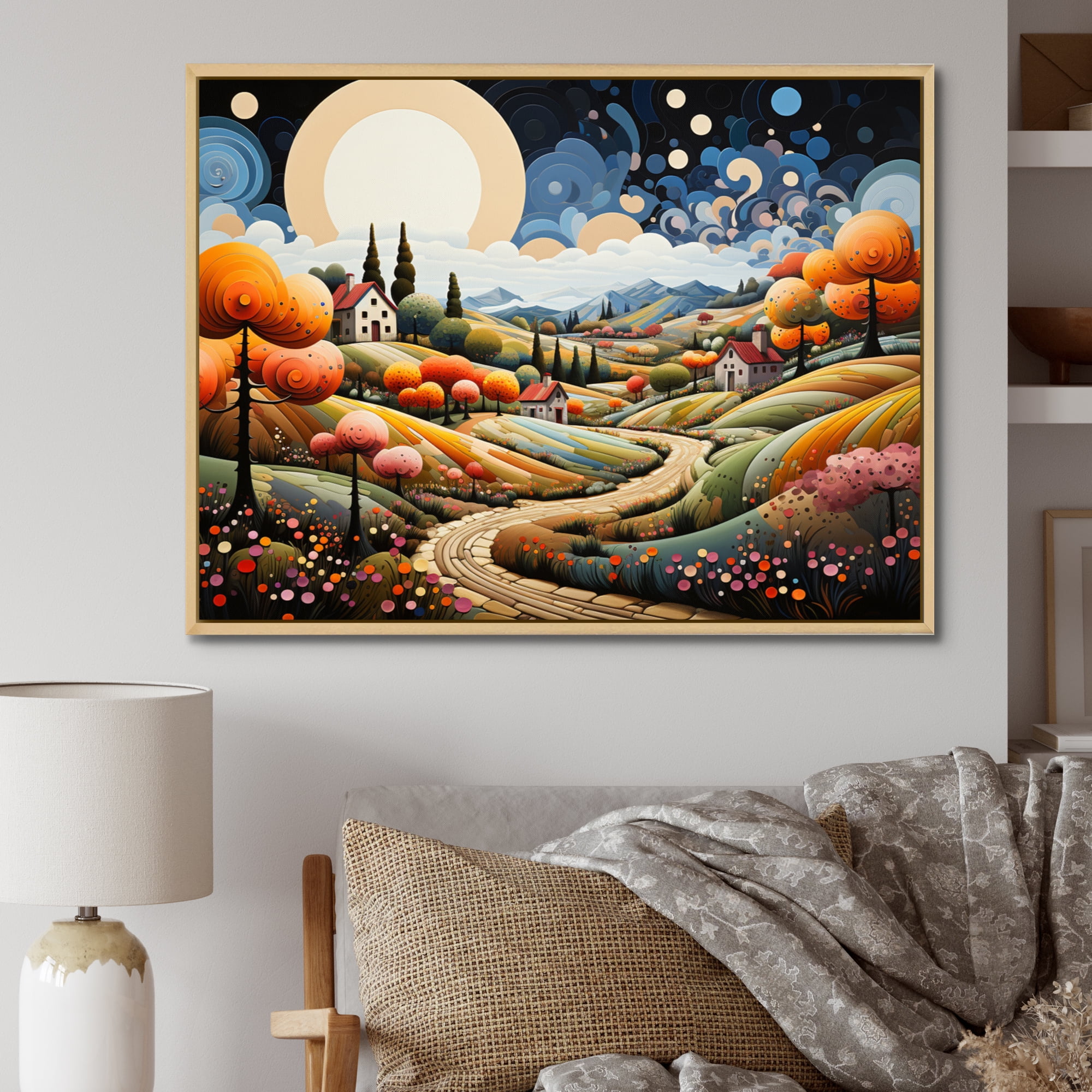 Designart "Farmhouse Farmstead Abstraction Painting III" Modern Floater ...