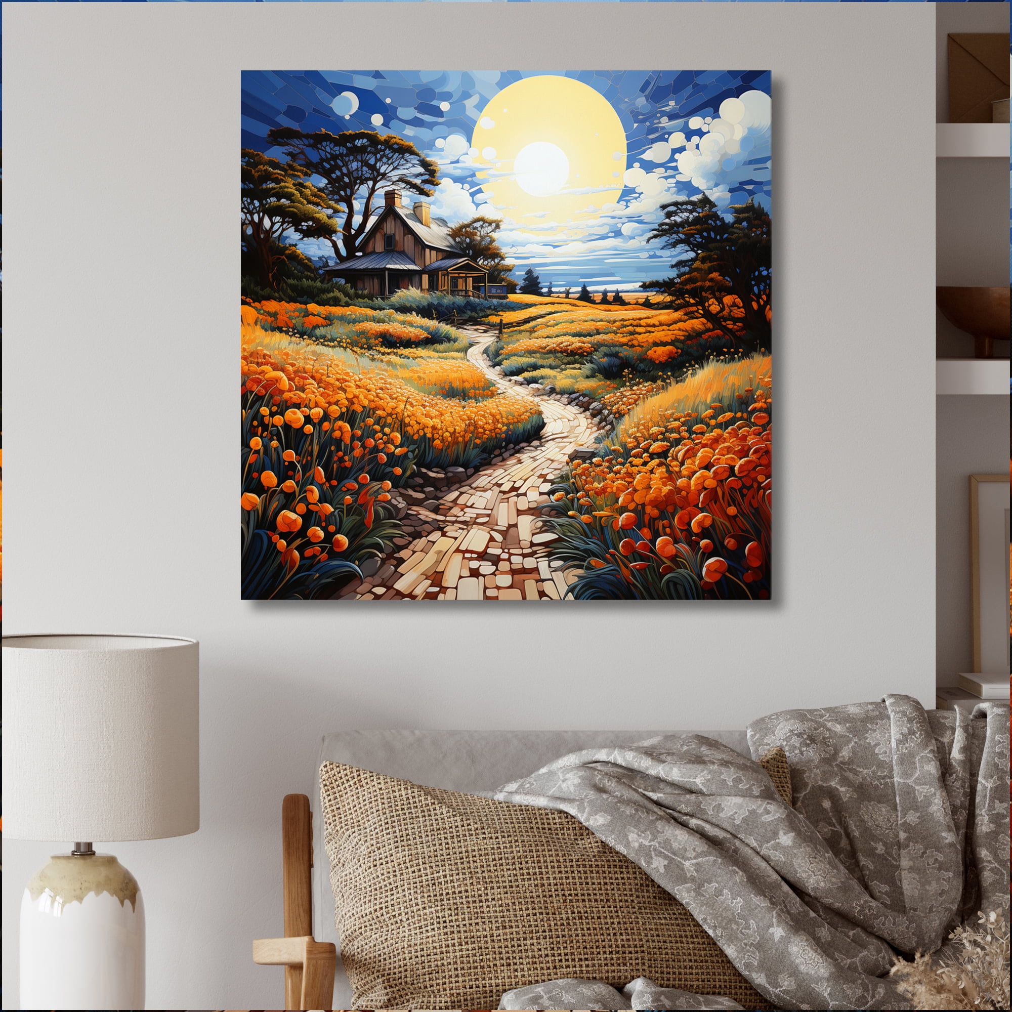 Designart "Farmhouse Farmstead Bliss Painting I" Countryside Metal Art ...