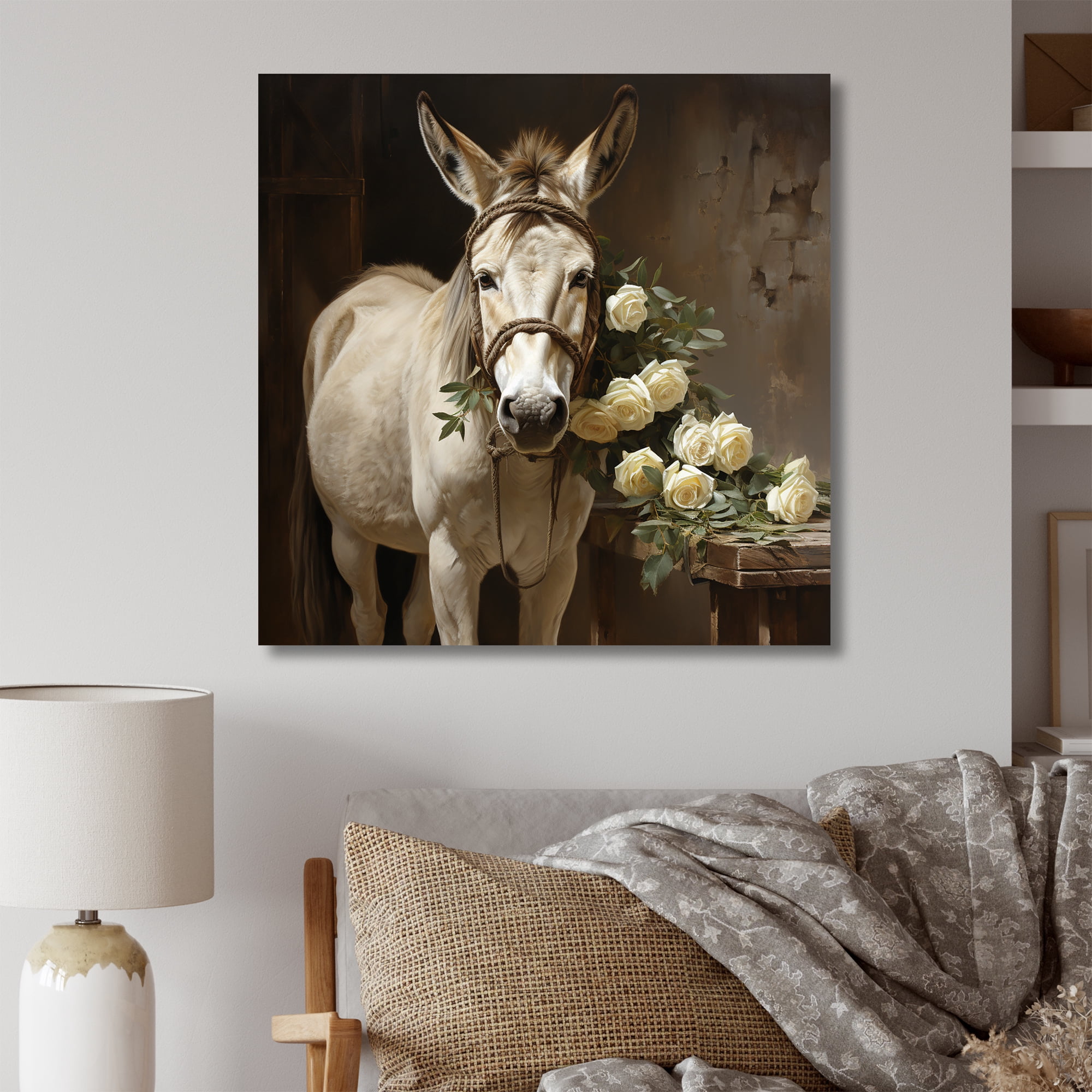 Designart "Farmhouse Field with Donkey II" Animals Wall Art - Modern ...