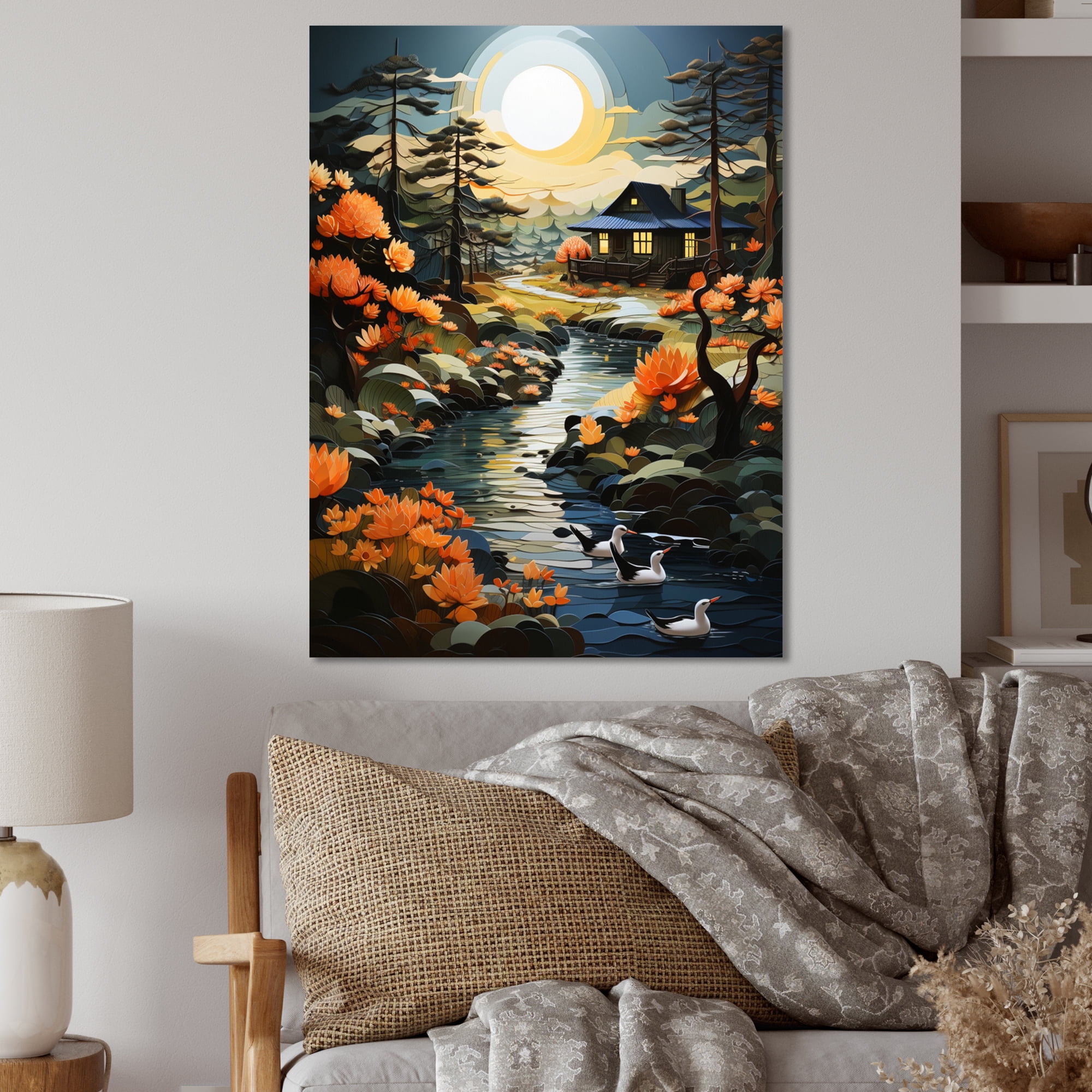 Designart "Farmhouse Frontyard Calm Papercut" Landscape & Nature Metal ...