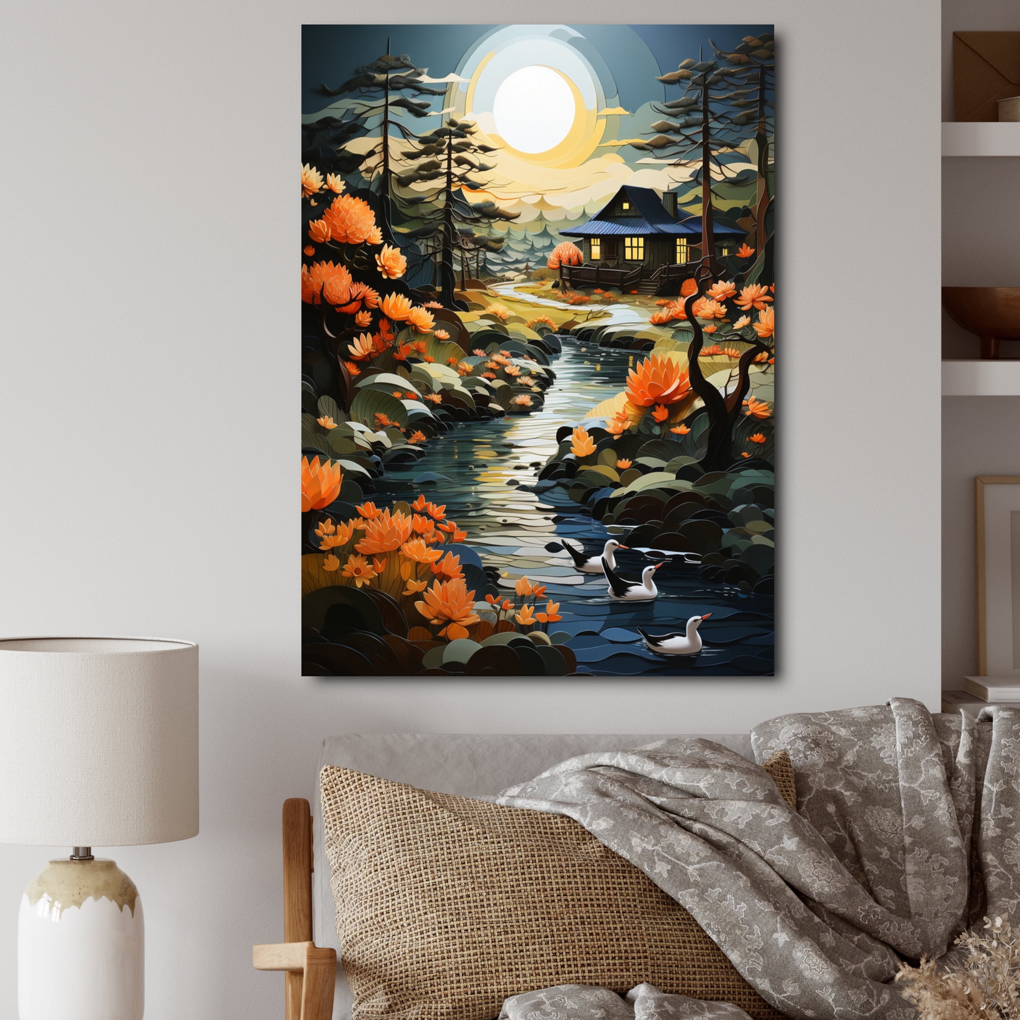 Designart "Farmhouse Frontyard Calm Papercut" Landscape & Nature Wall ...