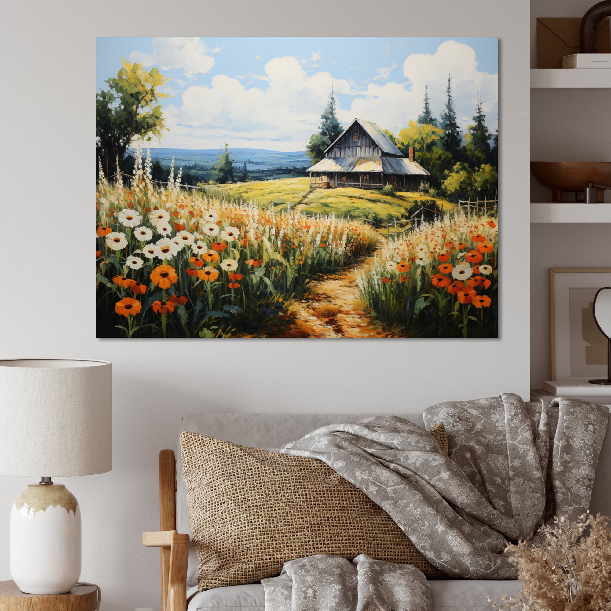 Designart "Farmhouse Seasons Painting III" Farm Wall Art Living Room ...