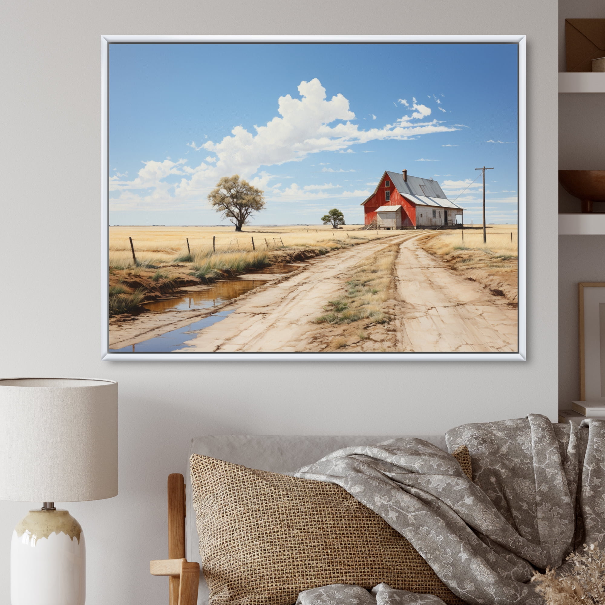 Designart "Farmhouse Simplicity Path II" Farm Floater Framed Wall Art ...