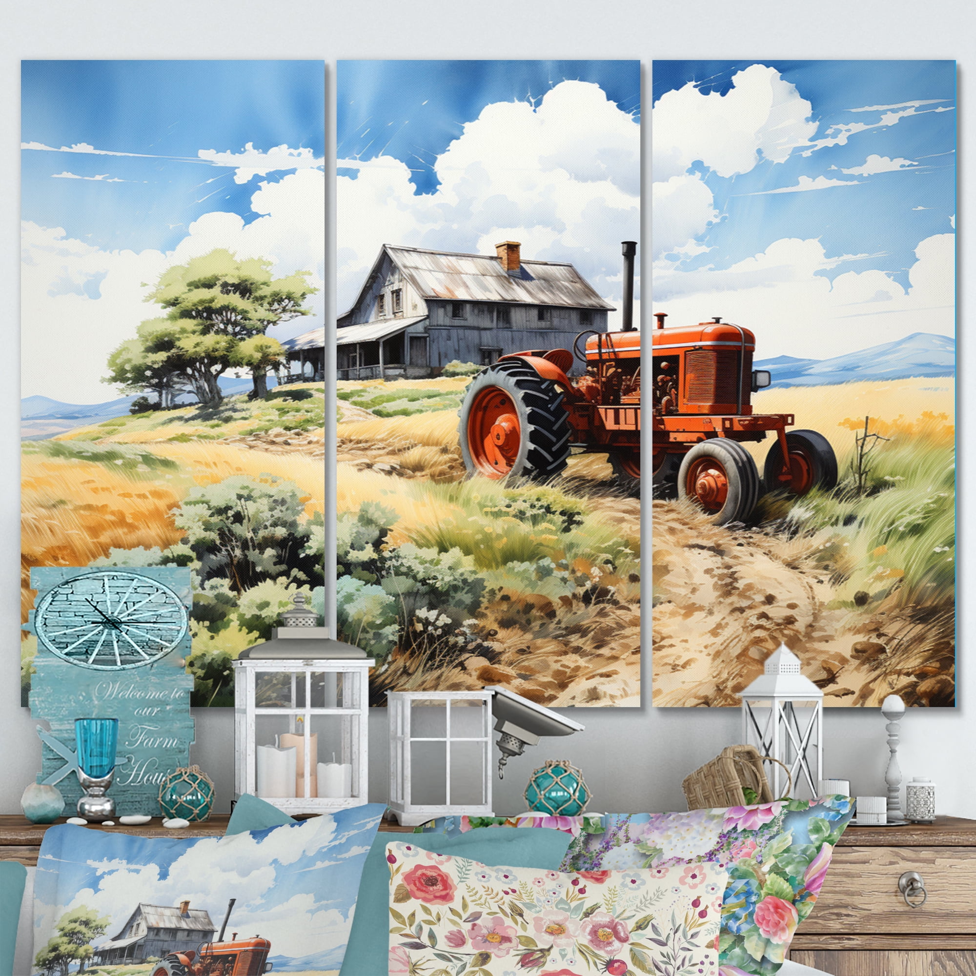 Designart "Farmhouse Tractor Rural euphony II" Farmhouse Art Living ...