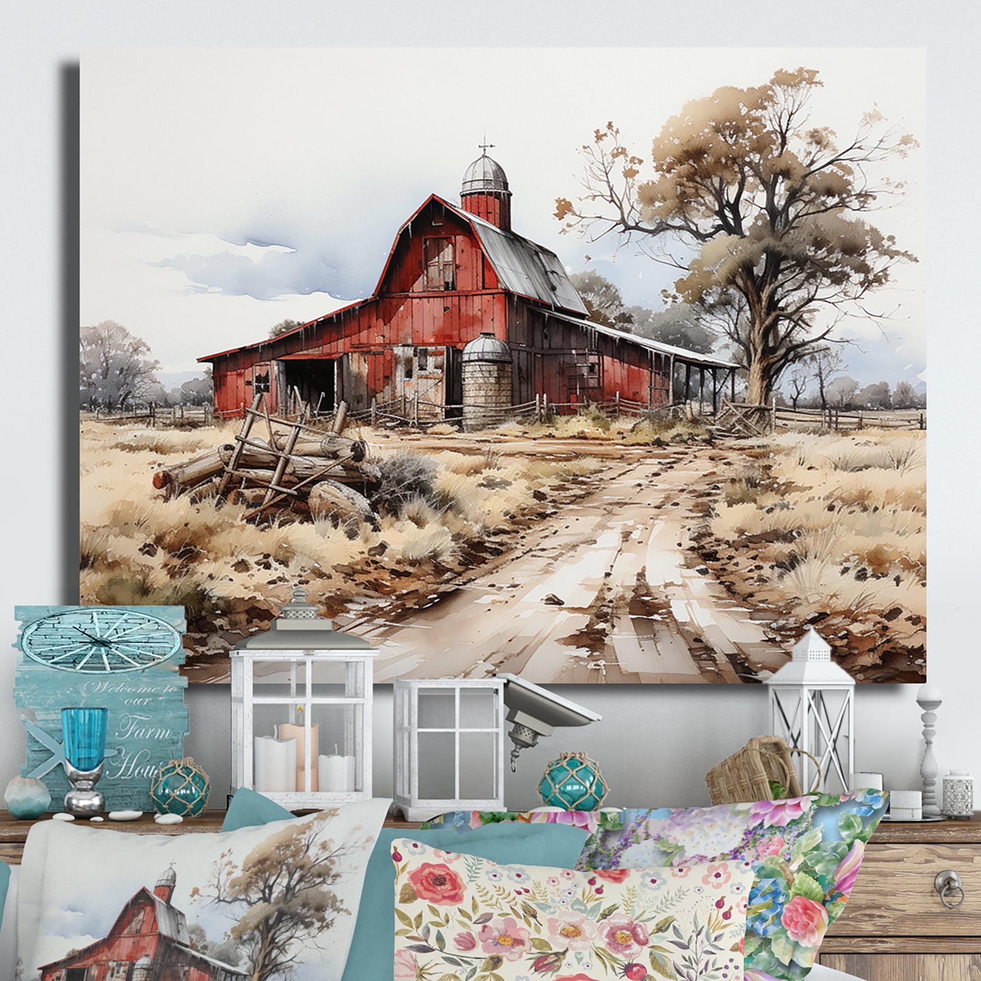 Designart "Farmstead horizon III" Landscapes Metal Wall Art - Walmart.com