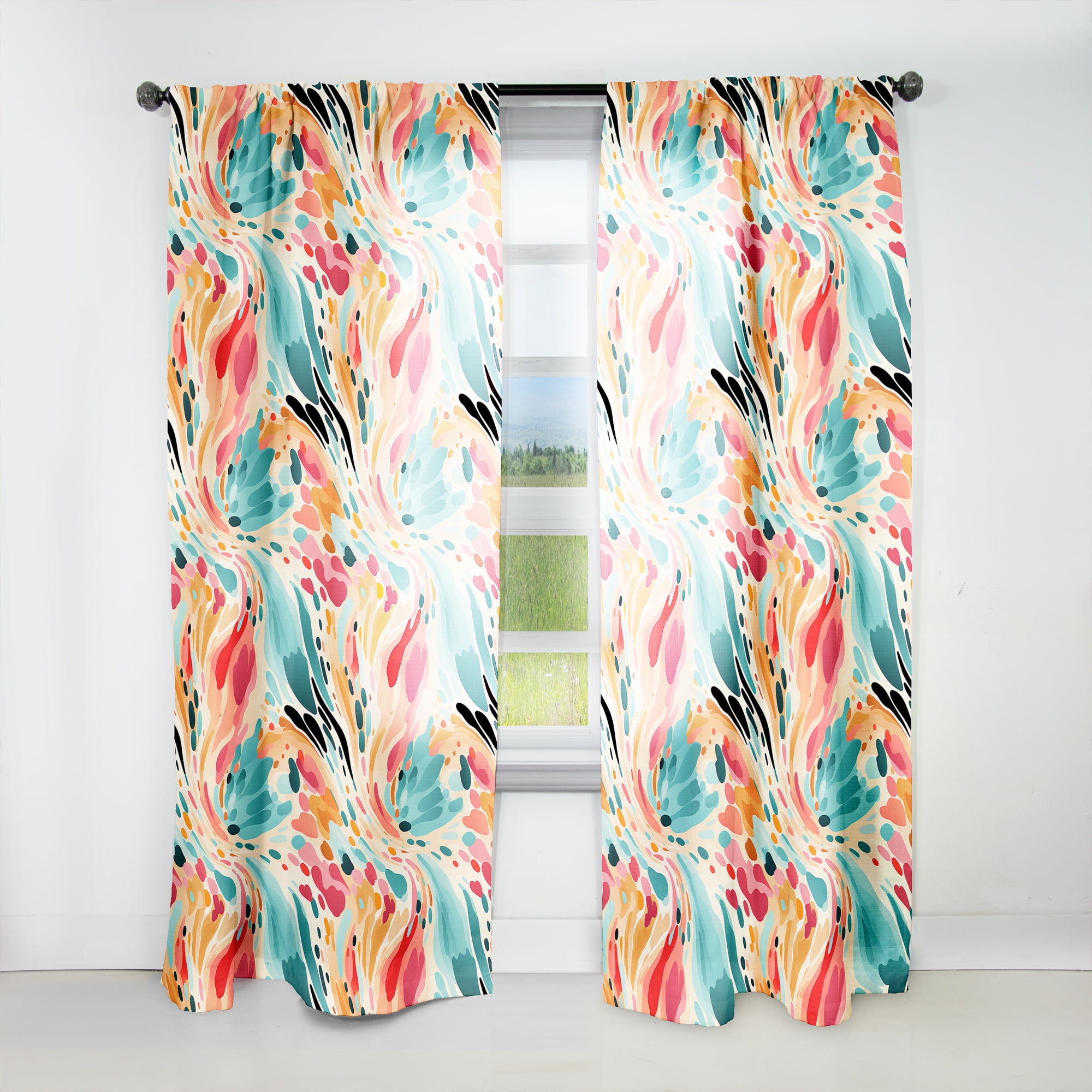 Designart "Feathered Spectrum III" Abstract Curtain Panels - Walmart.com